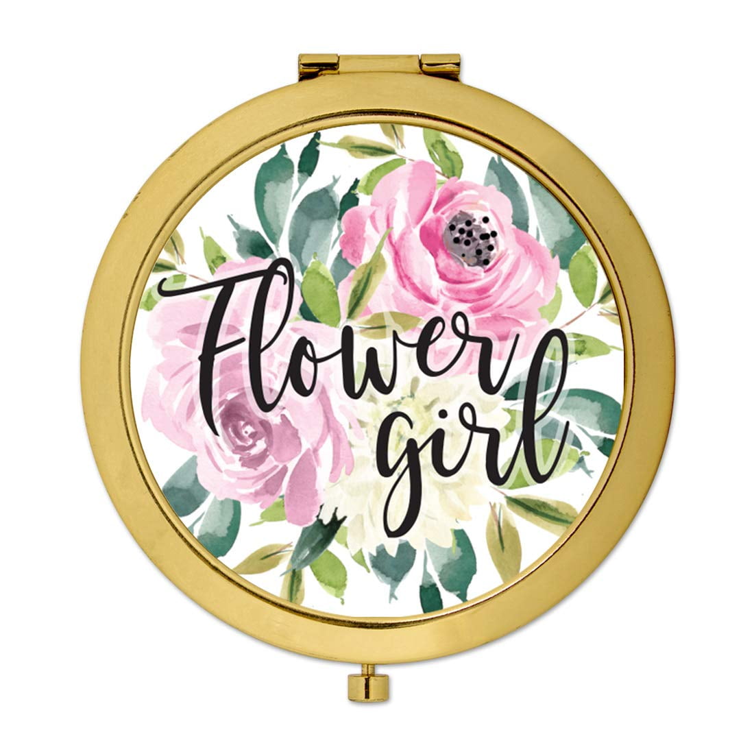 Koyal Wholesale Compact Mirror Flower Girl Wedding Gift, Gold, Pink and ...