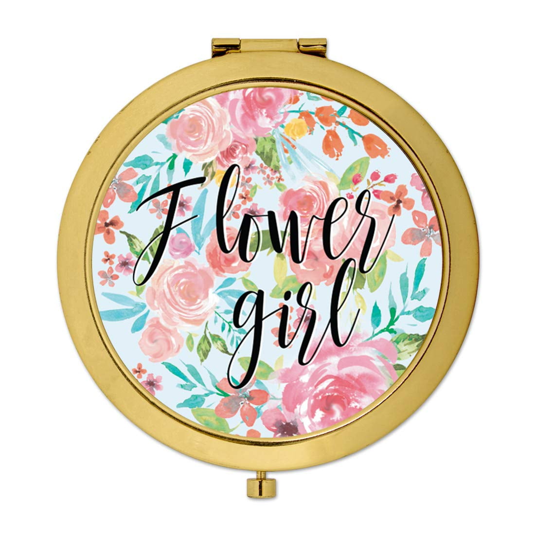 Koyal Wholesale Compact Mirror Flower Girl Wedding Gift, Gold, Tea ...