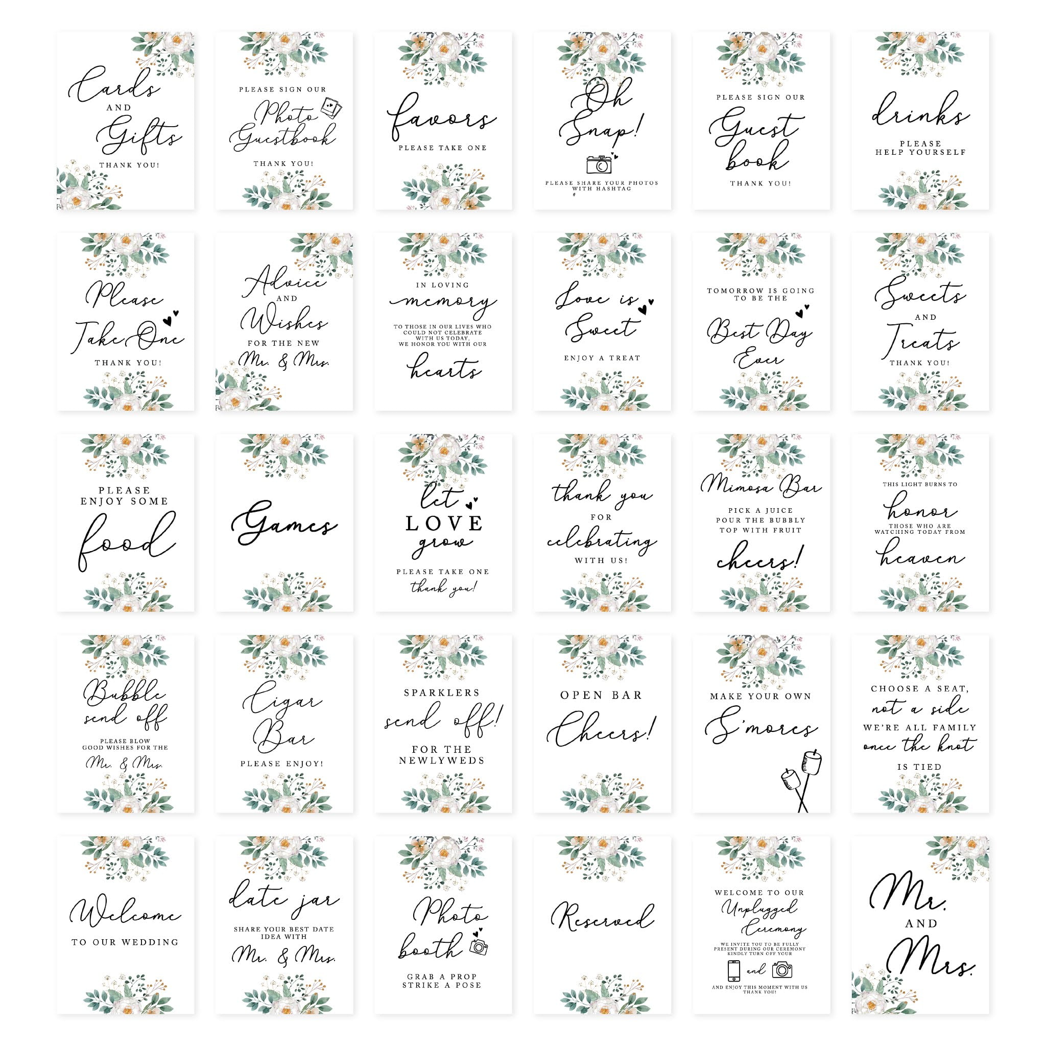 Koyal Wholesale Flower Garden Wedding Signs Bundle Set for Ceremony ...