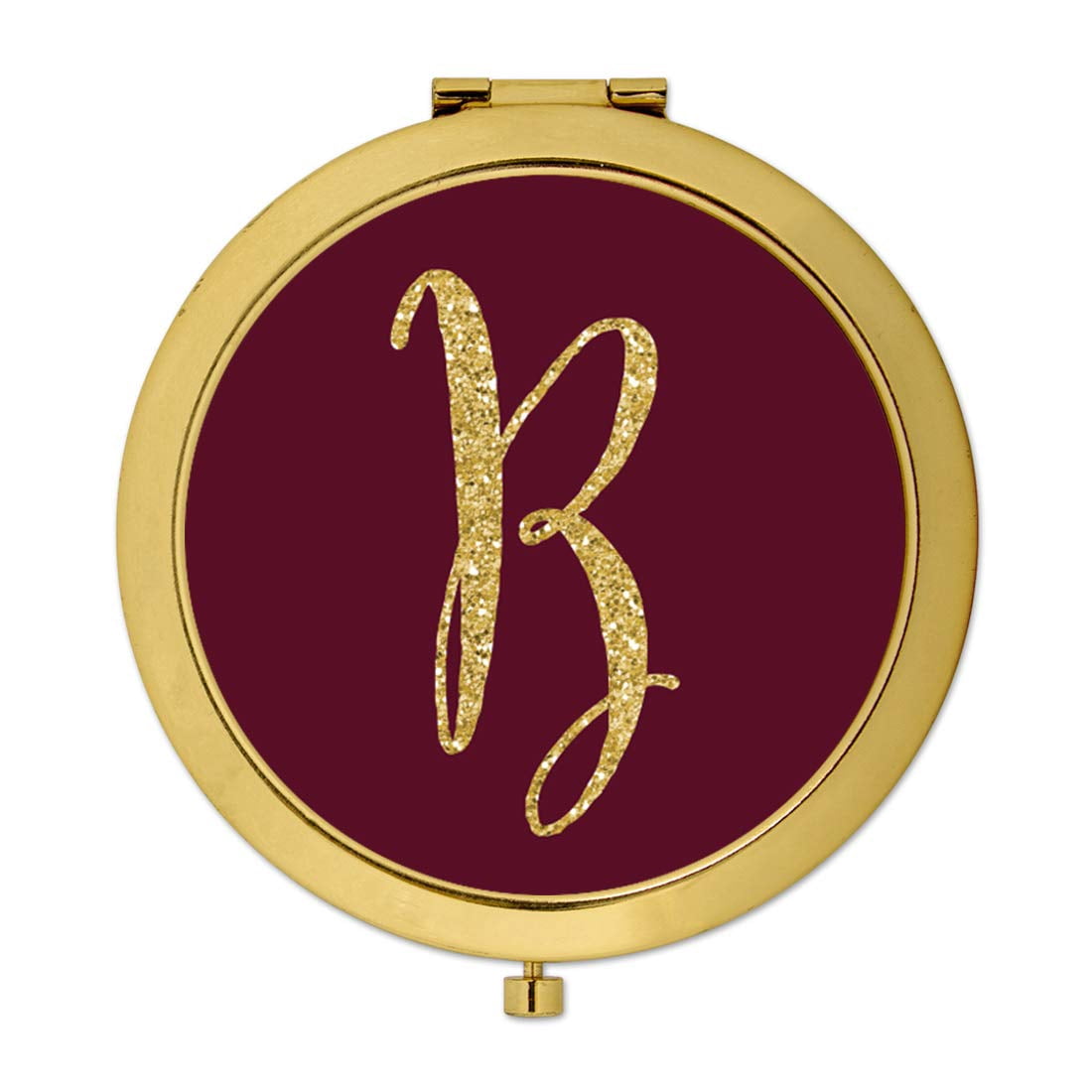 Koyal Wholesale Gold Compact Mirror Bridesmaid's Wedding Gift, Burgundy ...