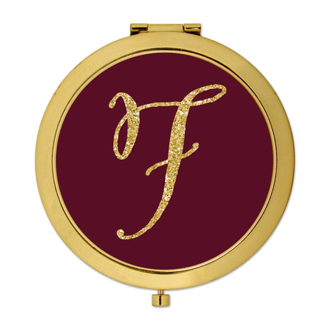 Koyal Wholesale Gold Compact Mirror Bridesmaid's Wedding Gift, Burgundy ...