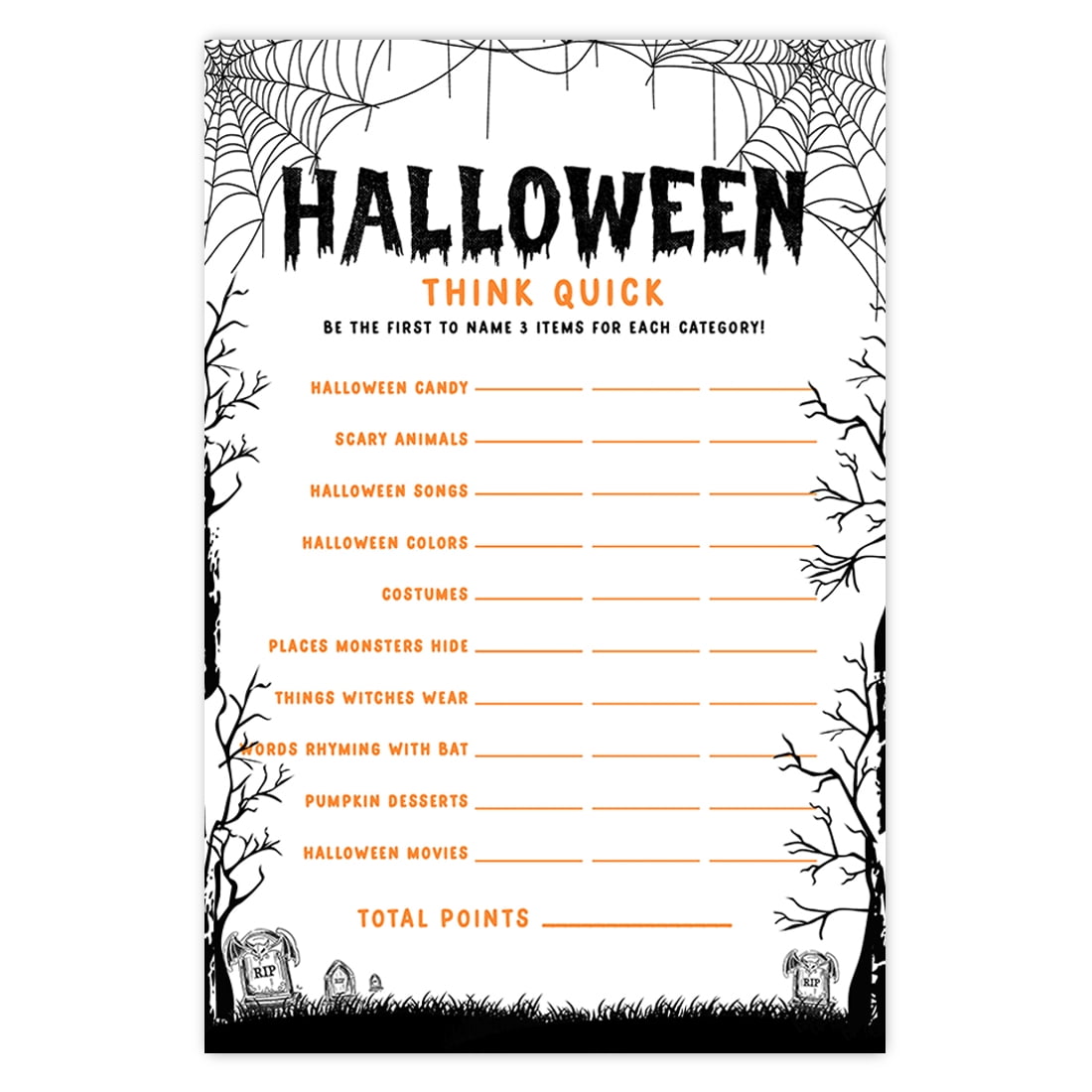 Koyal Wholesale Halloween Party Think Quick Game Cards for Halloween ...