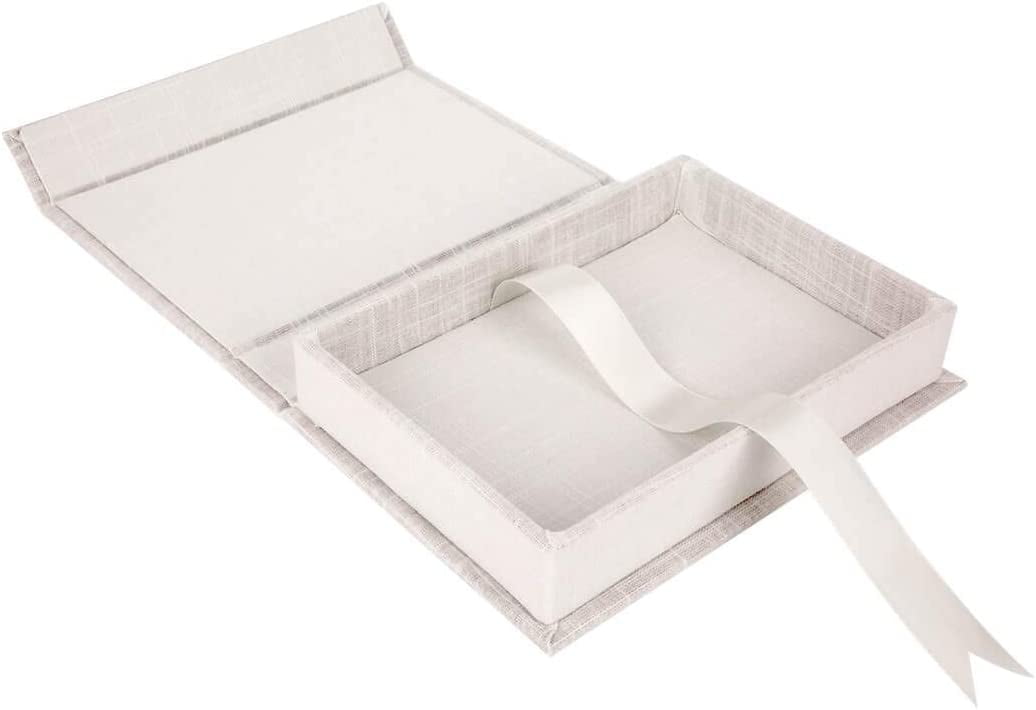 Koyal Wholesale Ivory Linen Photo Box, 4 x 6-Inch Memory Storage Box ...