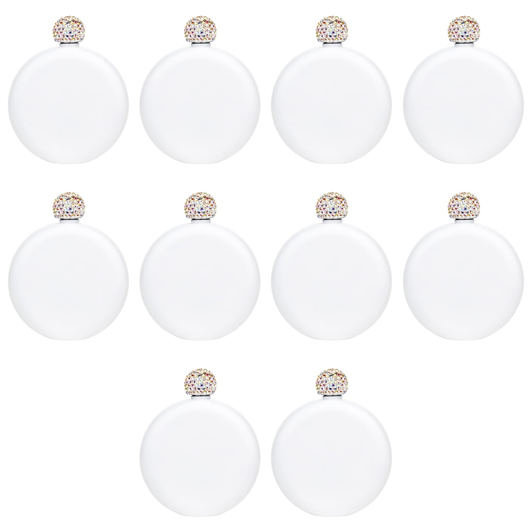 Koyal Wholesale Matte White Round Flasks with Rhinestone Lid for ...