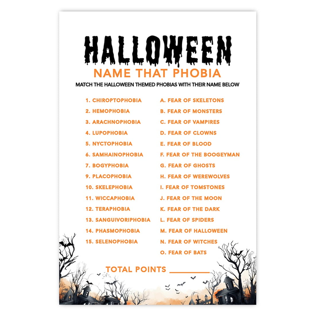 Koyal Wholesale Name That Phobia Halloween Game Cards for Halloween ...