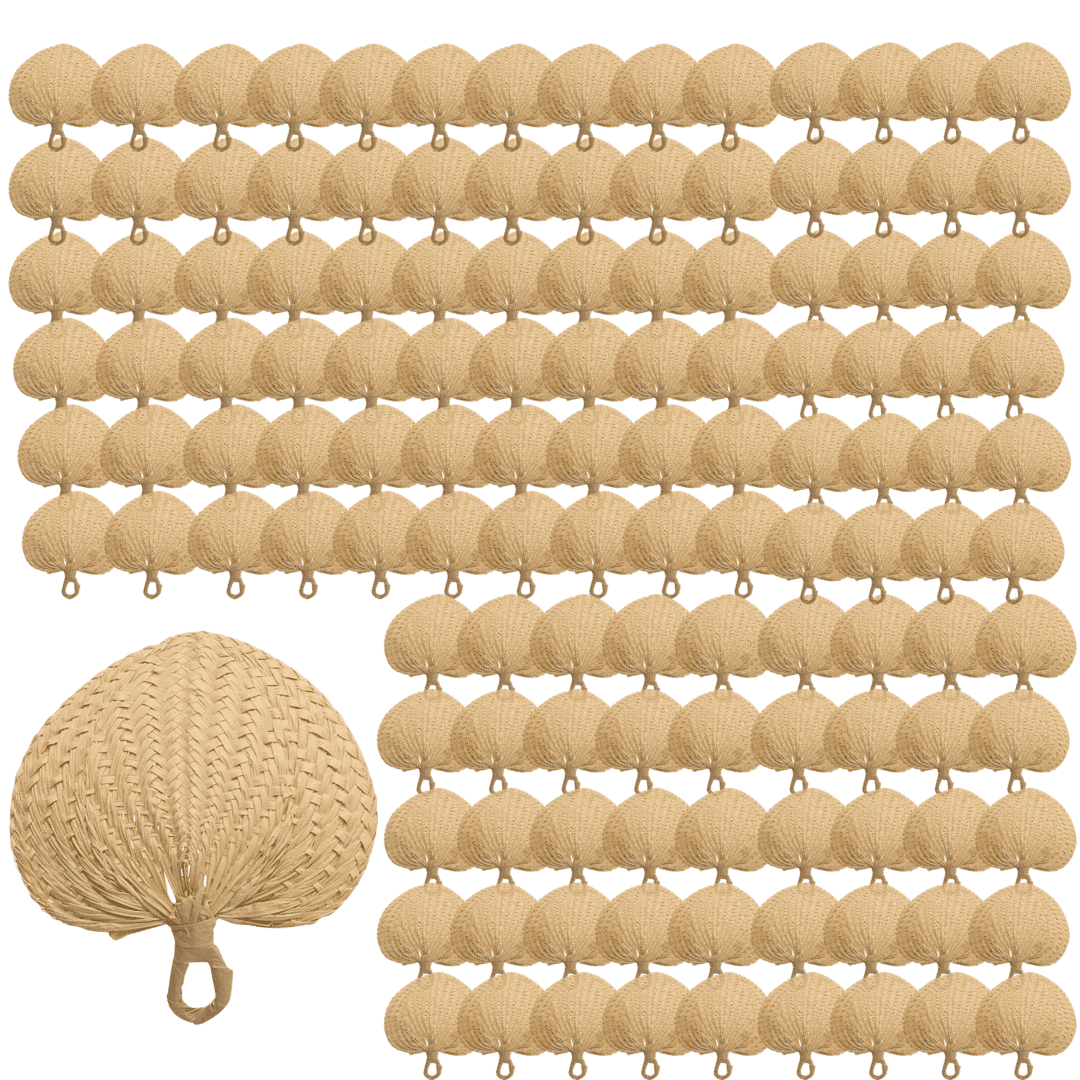 Koyal Wholesale Natural Raffia Hand Fans, Set of 120, Bulk Pack, Palm ...