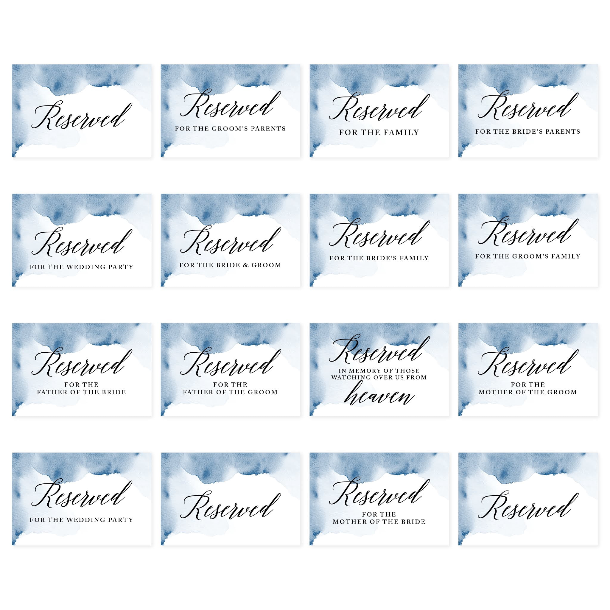 Koyal Wholesale Navy Blue Watercolor Table Reserved Signs for Wedding ...