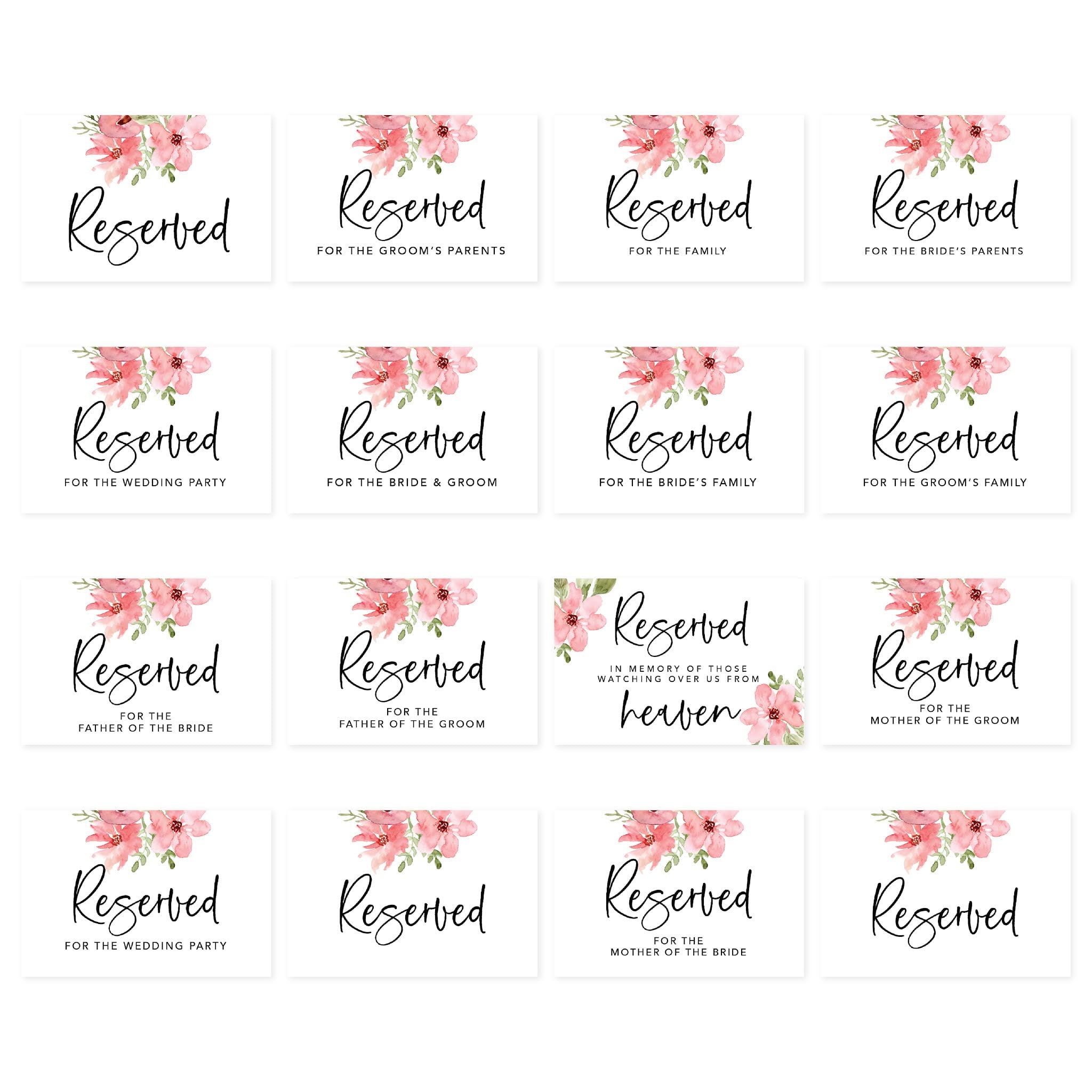 Koyal Wholesale Pink Spring Florals Table Reserved Signs for Wedding ...