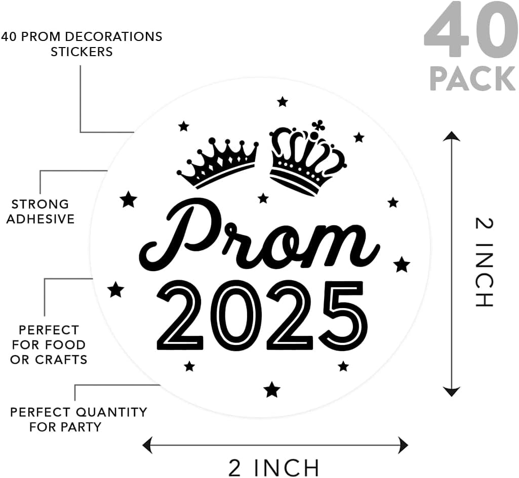 Koyal Wholesale Prom Night Round Stickers White, 2" Envelope Seal Prom ...