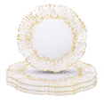 Koyal Wholesale Reef Glass Charger Plates, Bulk Set of 4, Gold Foil ...