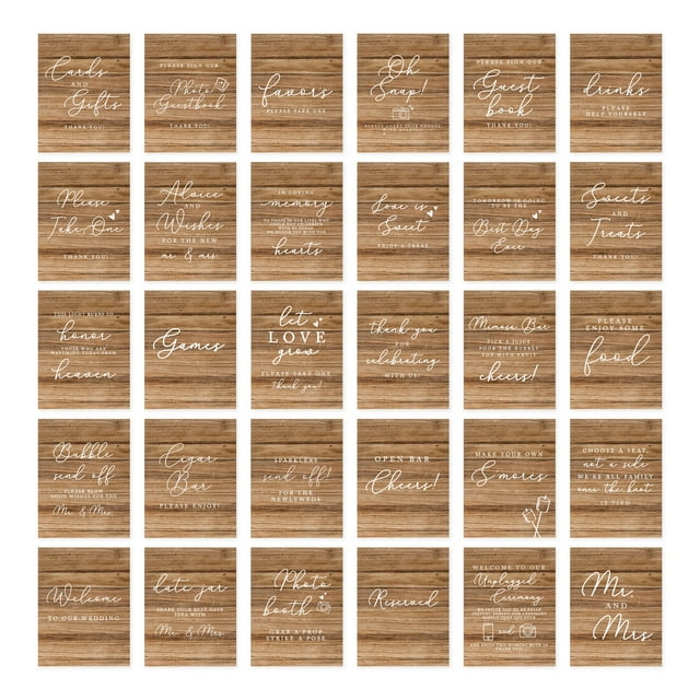 Koyal Wholesale Rustic Wood Wedding Signs Bundle Set for Ceremony ...