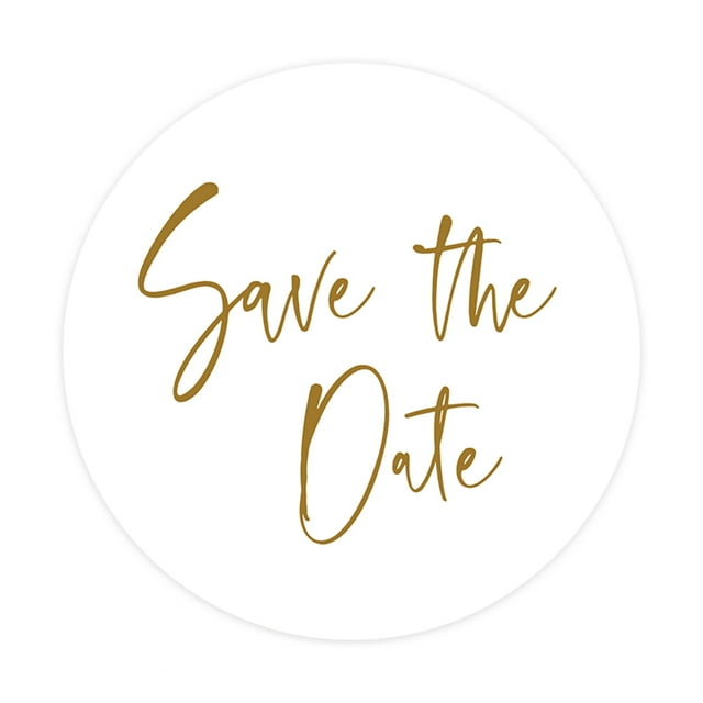 Koyal Wholesale Save The Date Sticker, Cursive Gold Design, Save The ...