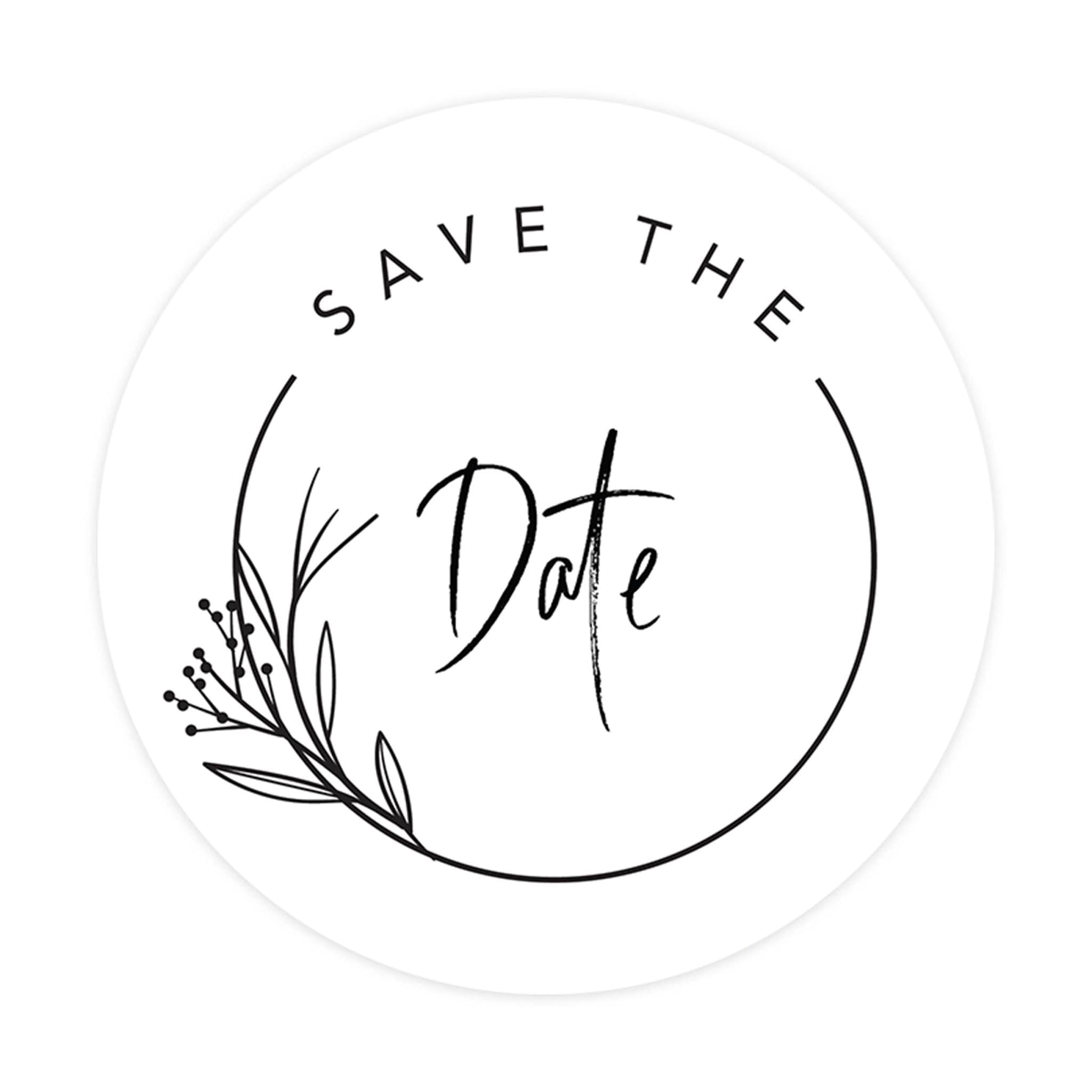Koyal Wholesale Save The Date Round Sticker Labels, Minimal Leaf Frame ...