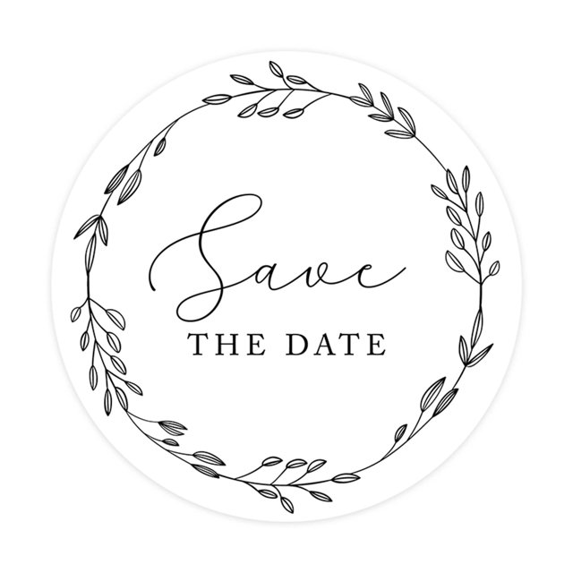 Koyal Wholesale Save The Date Sticker, Minimal Wreath Design, Save The ...