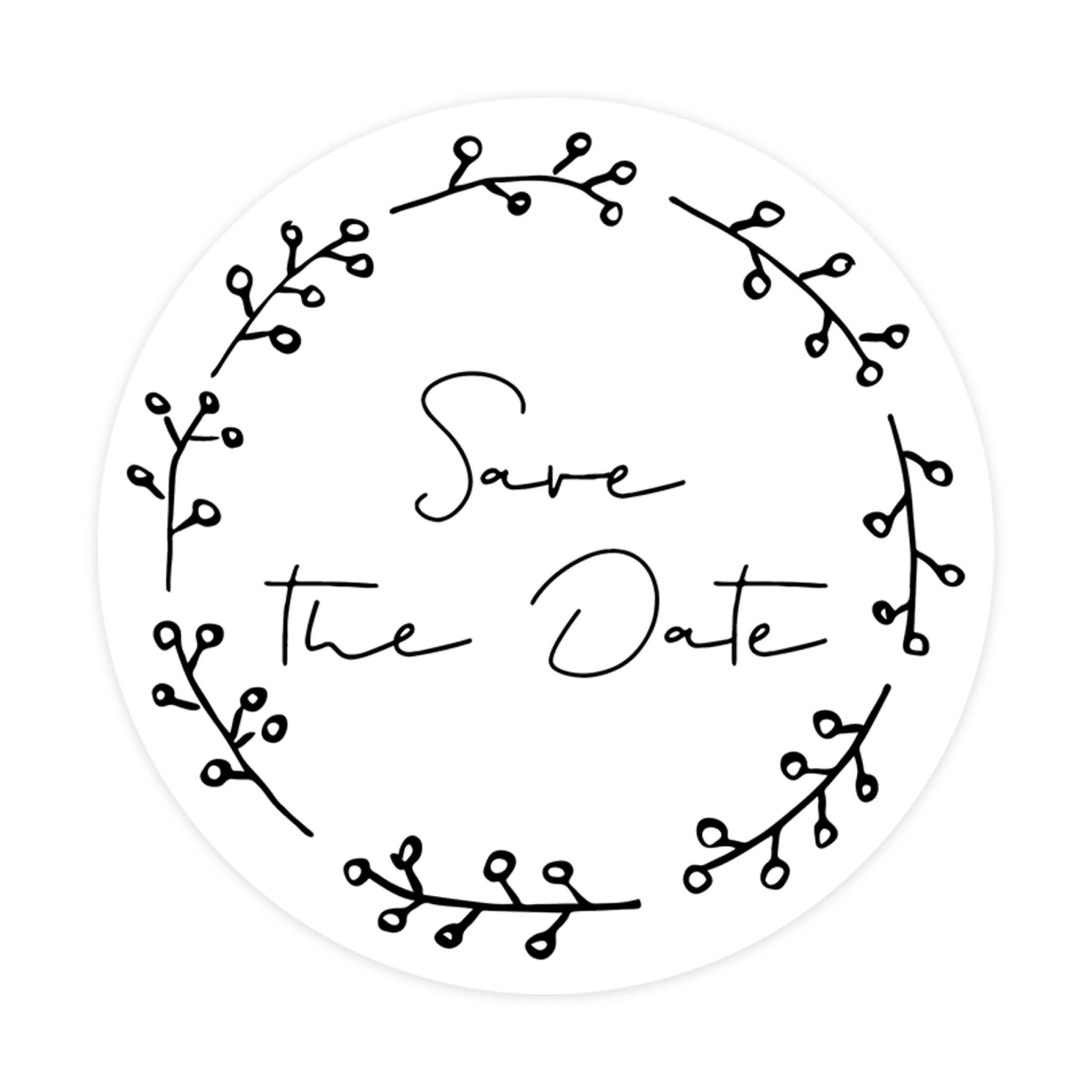 Koyal Wholesale Save The Date Sticker, Scandi Wreath Design, Save The ...