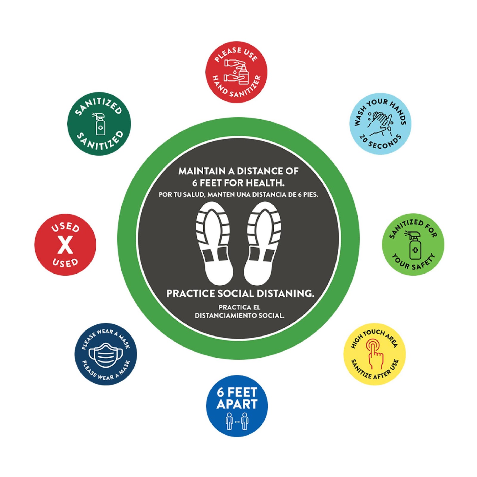 Koyal Wholesale Spanish Social Distancing Bilingual Maintain A Distance ...