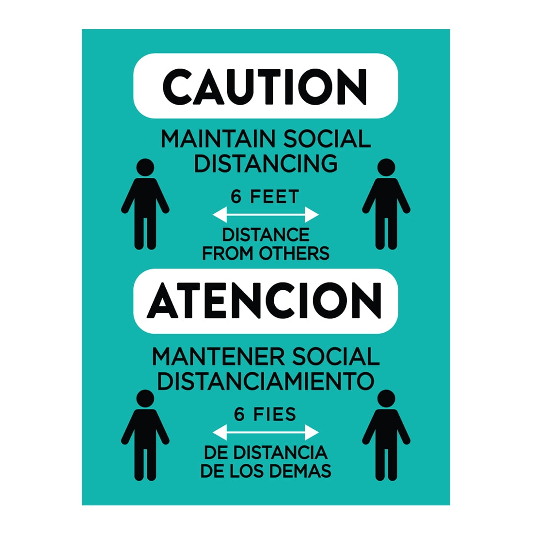 Koyal Wholesale Spanish Social Distancing Signs, Bilingual Caution ...