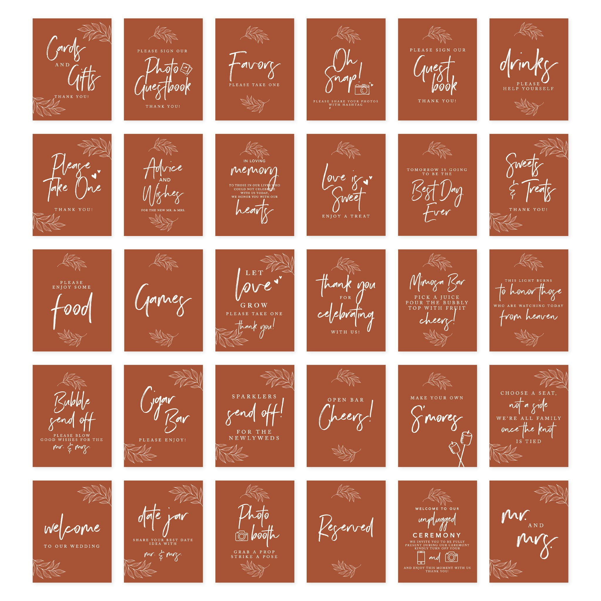 Koyal Wholesale Terracotta Line Design Wedding Signs Bundle Set for ...