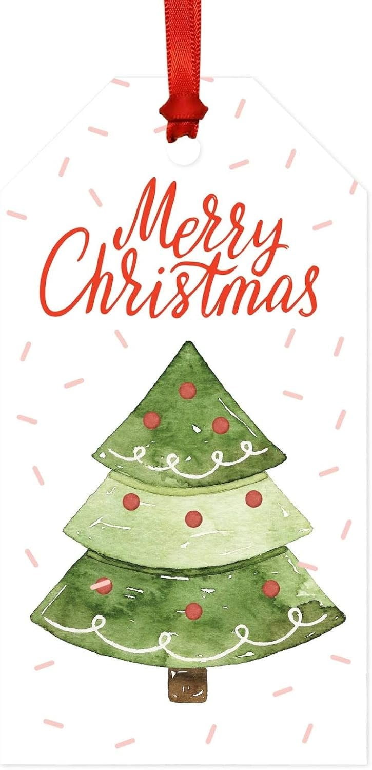Koyal Wholesale Watercolor Tree Christmas Gift Tags Merry Christmas, 20 ...