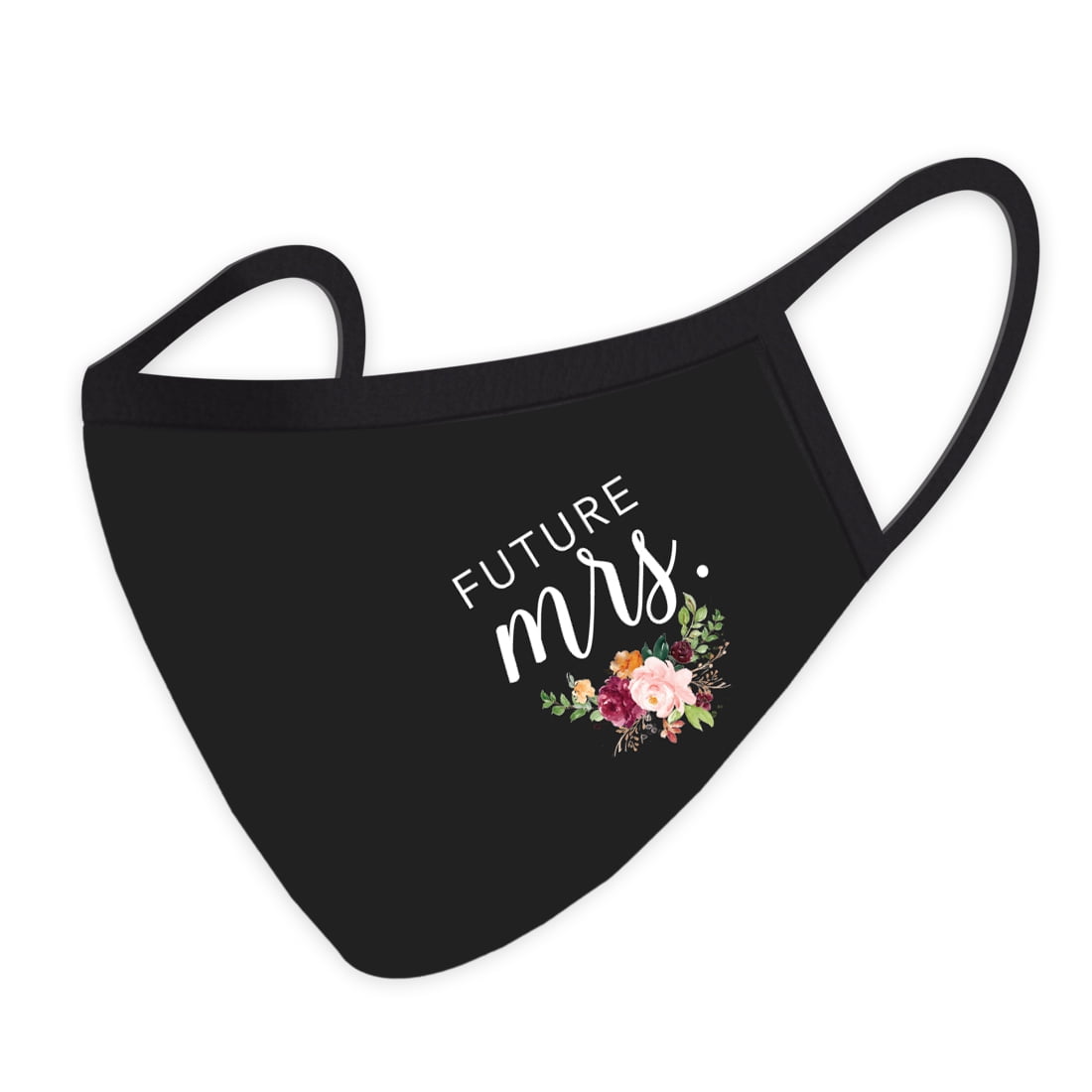 Koyal Wholesale Wedding Face Mask, Floral Future Mrs., Black Cloth Face ...