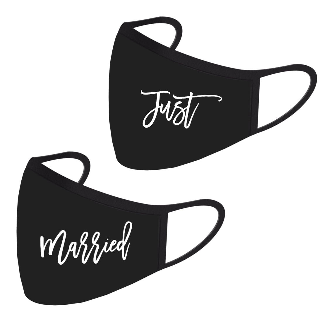 Koyal Wholesale Wedding Face Mask, Just Married Design, Black Cloth ...