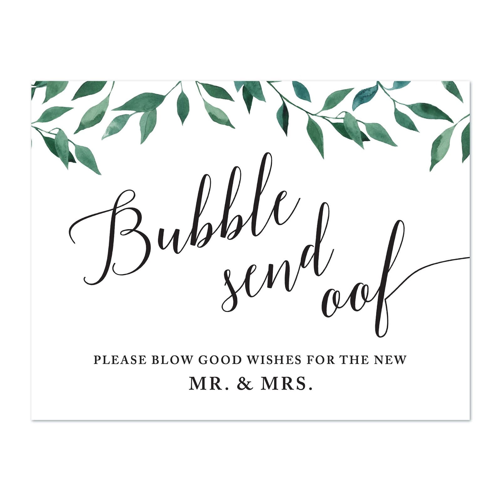 Koyal Wholesale Wedding Party Signs, Natural Greenery, Bubble Send Off ...