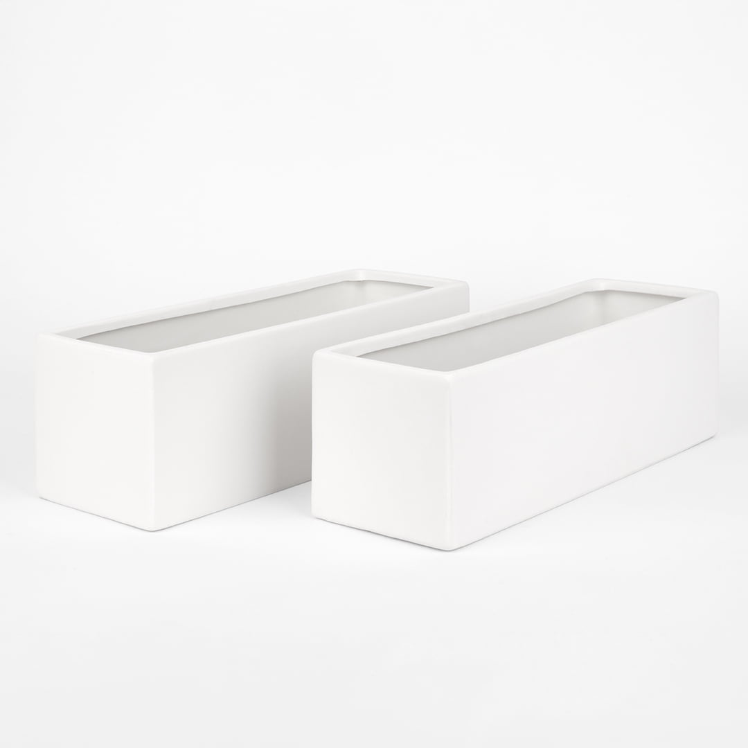 Koyal Wholesale White Ceramic Rectangular Vase, Flower Arrangements ...