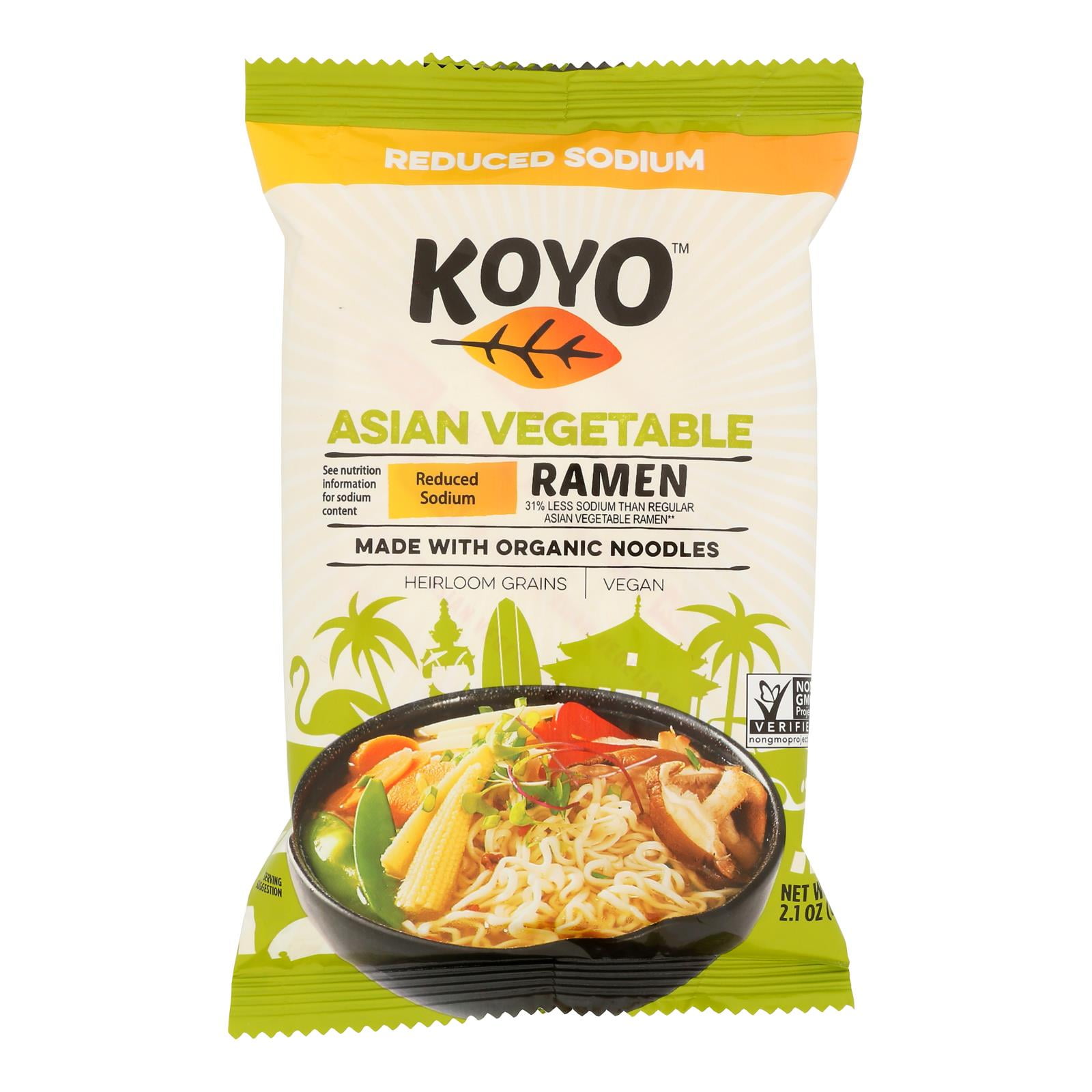 Koyo Asian Vegetable Reduced Sodium Ramen - Case of 12 - 2.1 OZ ...