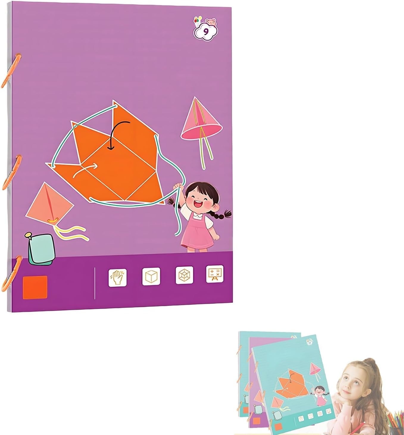 Koyoata Pull String 3D Geometry Learning Book, Geometry for Beginners with 9/12/15 Solids ...