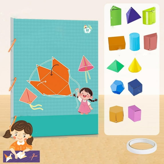 Koyoata Pull String 3D Geometry Learning Book, Geometry for Beginners with 9/12/15 Solids, Safe ...