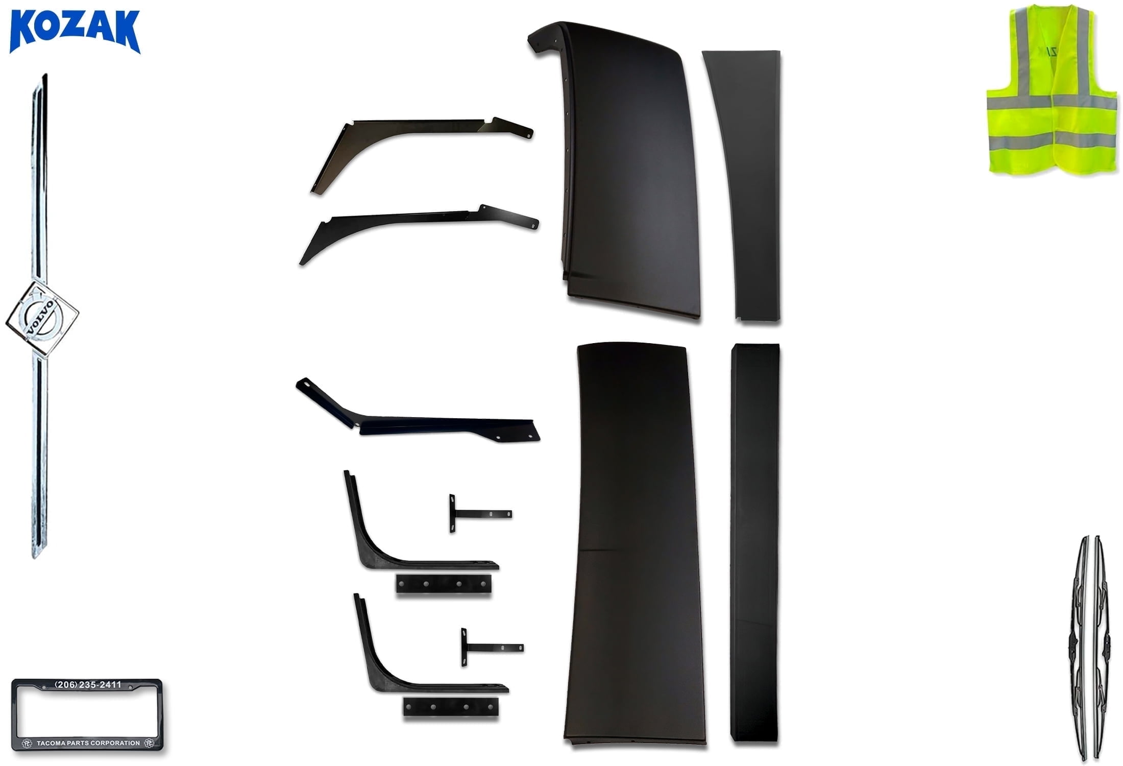 Volvo VNL 2004-2017 KOZAK Behind Cab Wind Fairings Set with Air ...