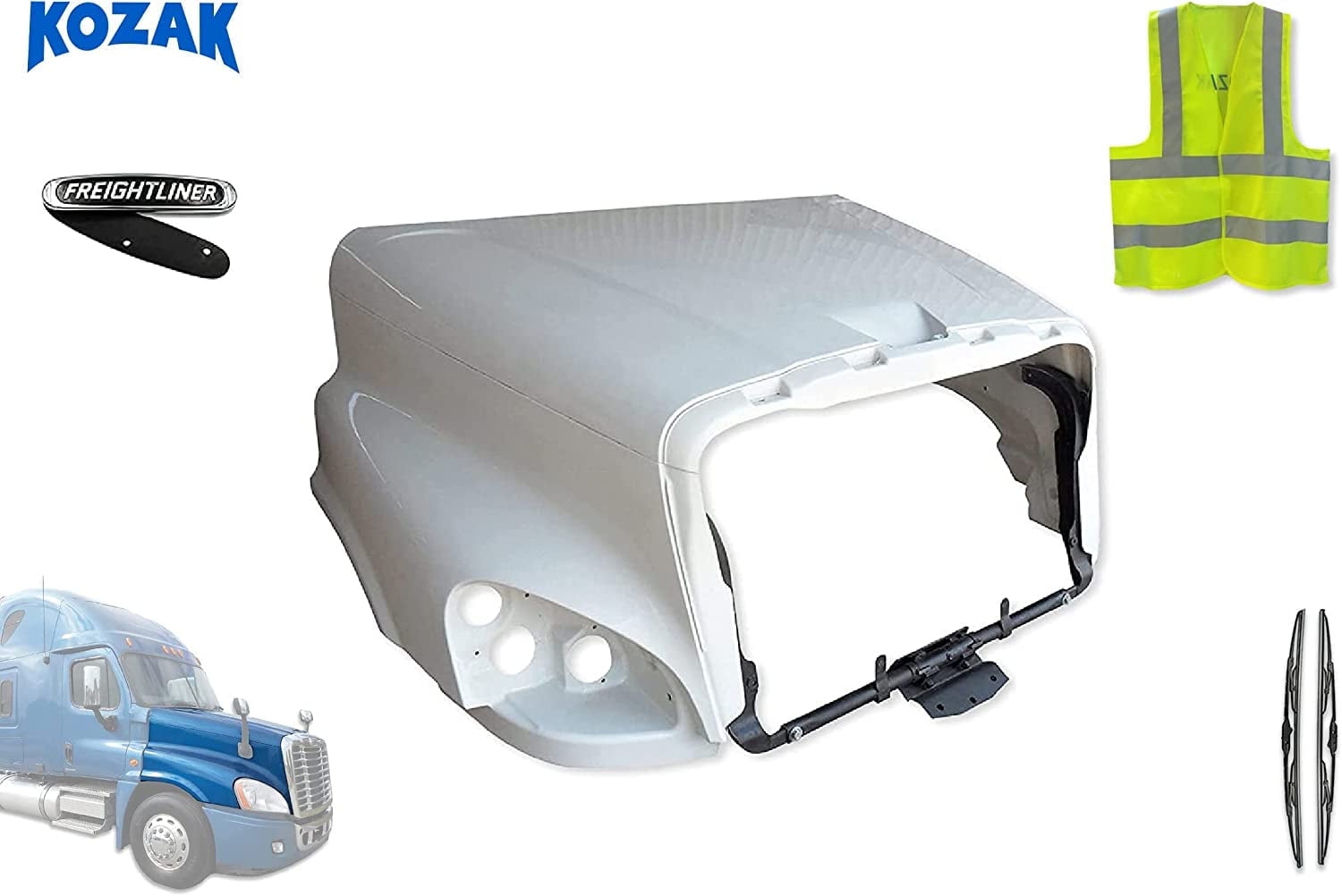 Kozak Fiberglass Hood Shell for Freightliner Cascadia 2007-2018 125 ...