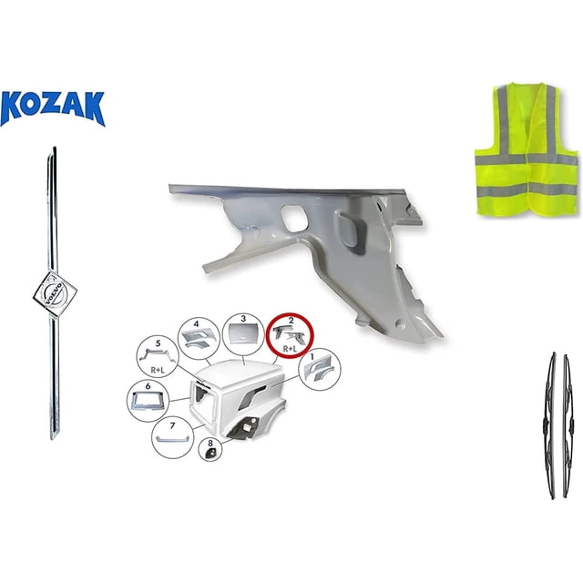 Kozak Fiberglass Inner Hood Reinforcement / Big Support Bracket, Left ...