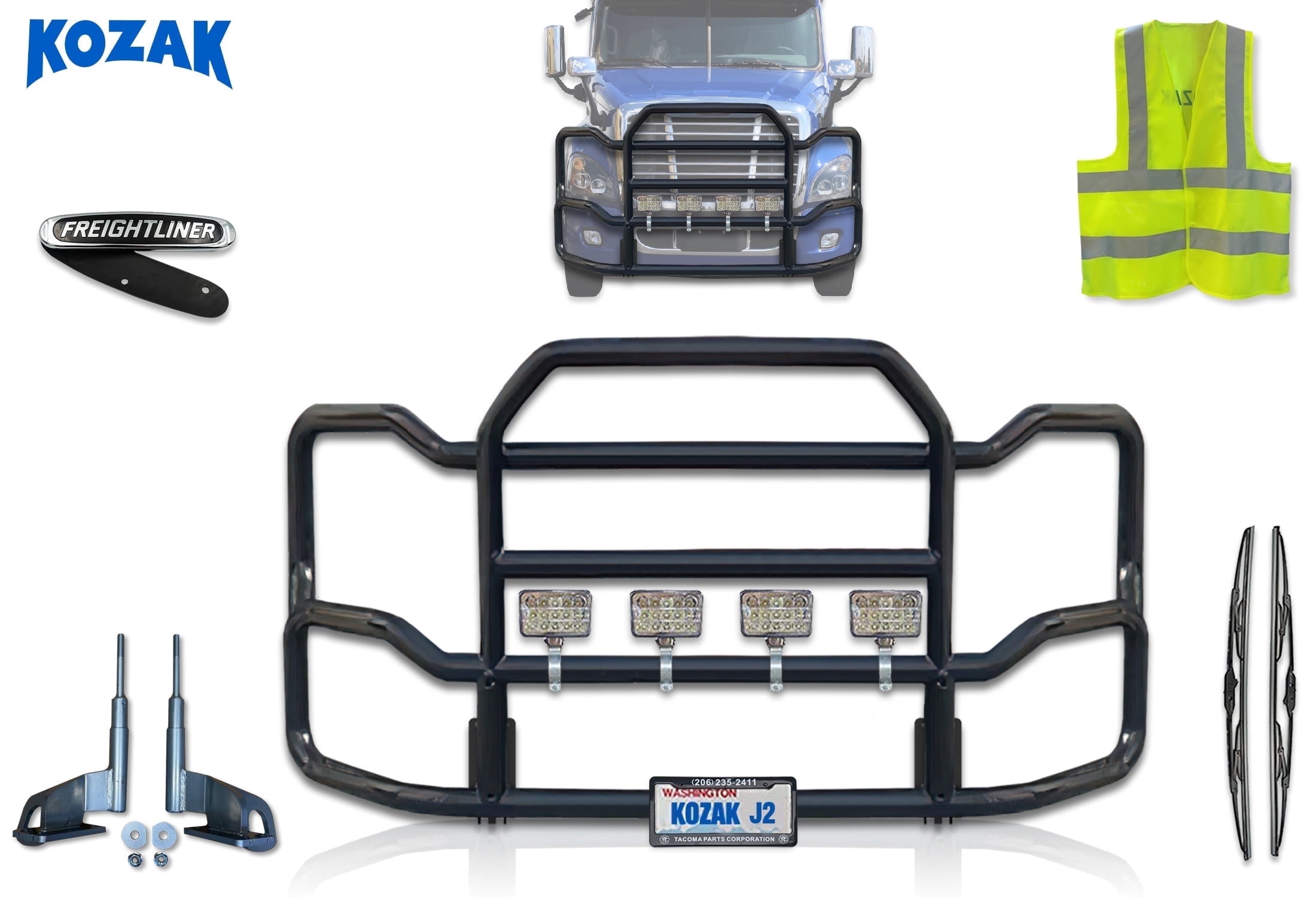 Kozak Freightliner Cascadia 2008-2017 Front Grille Deer Moose Brush ...