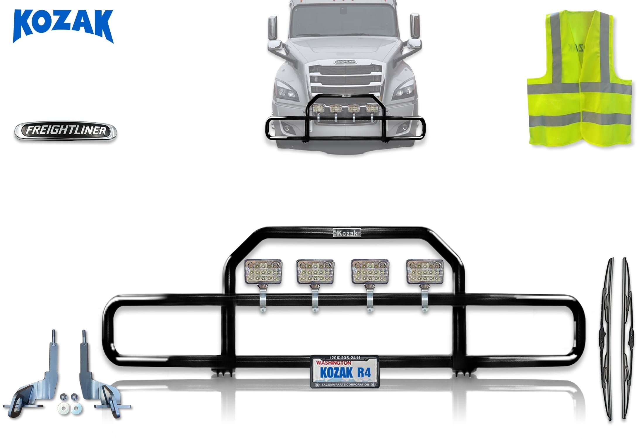Kozak Freightliner Cascadia 2018-2024 Front Grille Deer Brush Bumper ...