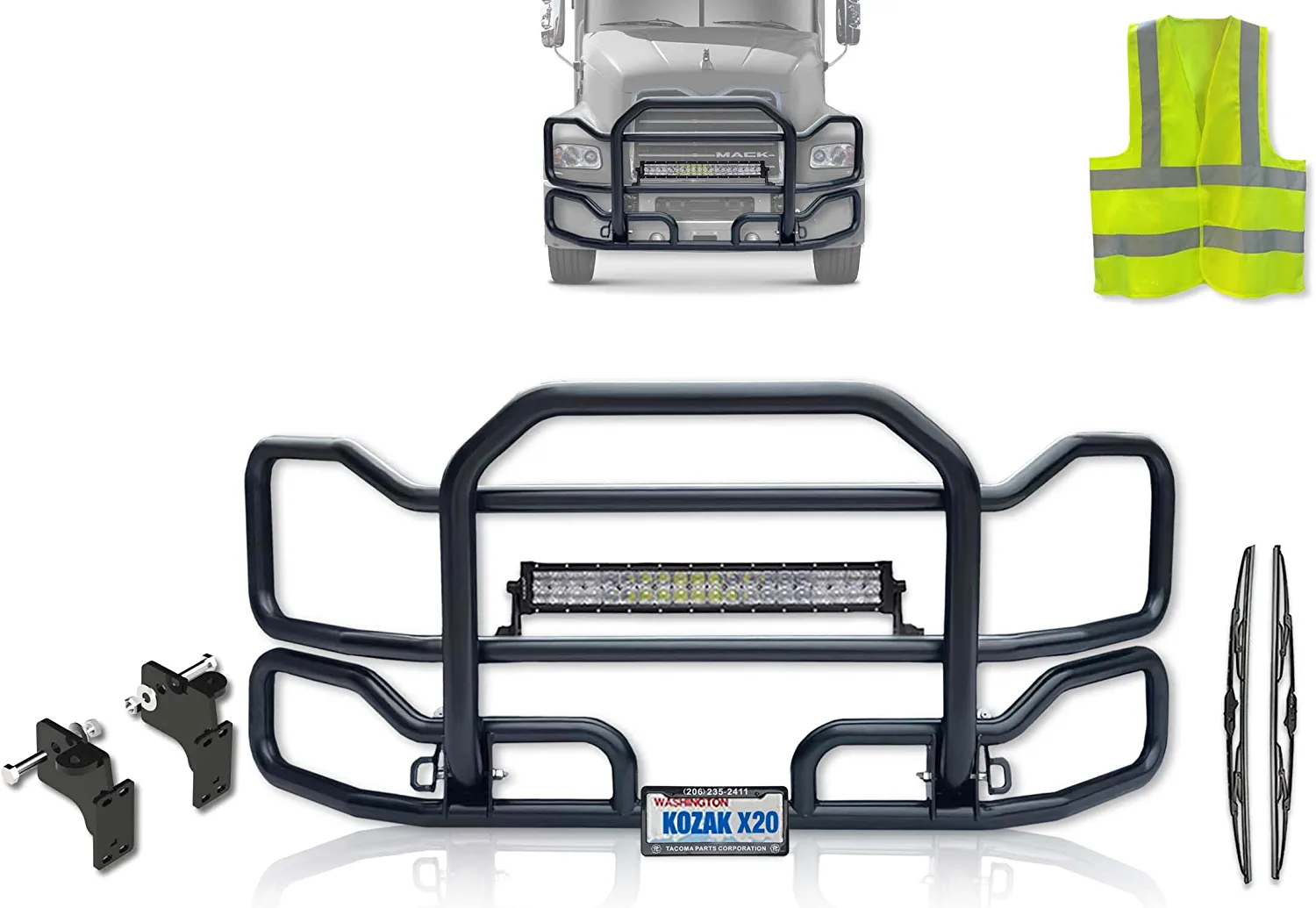 Kozak Front Grille Deer Bumper Guard Large Black for Mack CX 2004-2017 ...