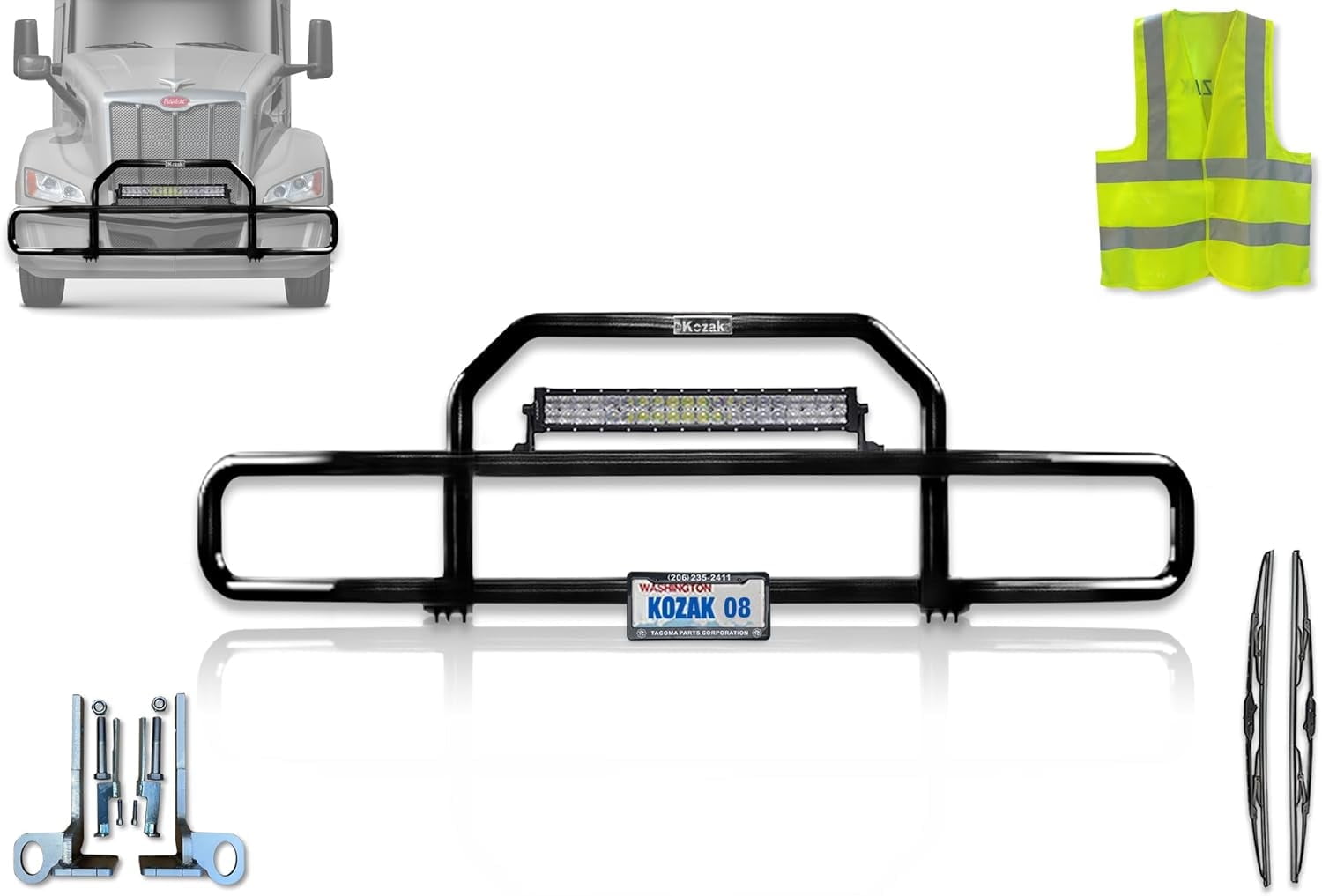 Kozak Front Grille Deer Moose Brush Bumper Guard Black Peterbilt 579 No ...