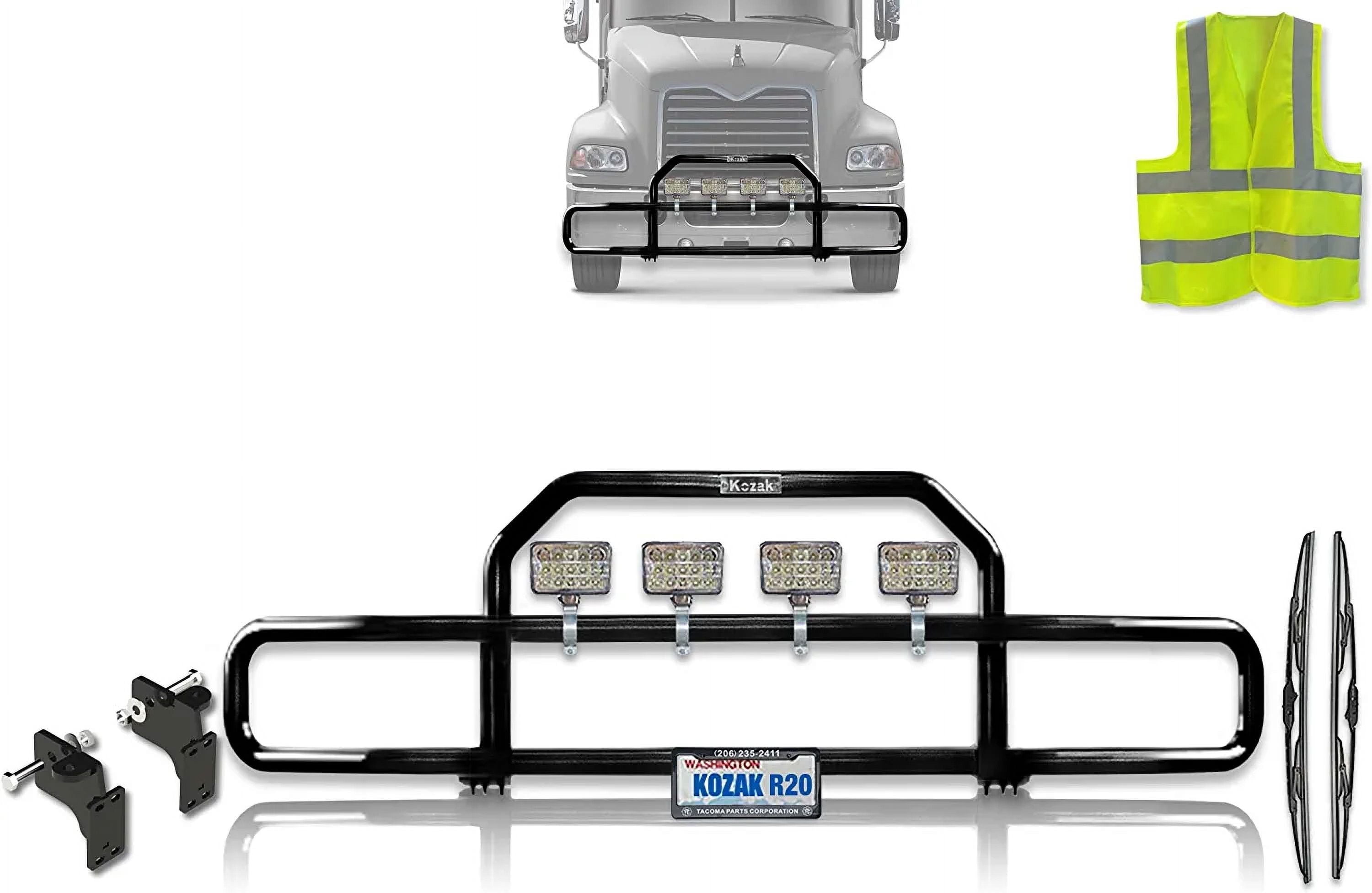 Kozak Front Grille Deer Moose Brush Bumper Guard - Black for Mack CX ...