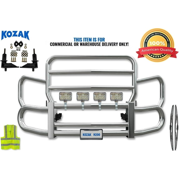 Kozak Front Steel Grille Deer Bumper Guard Herd 300 w/Brackets & 4x 6 ...