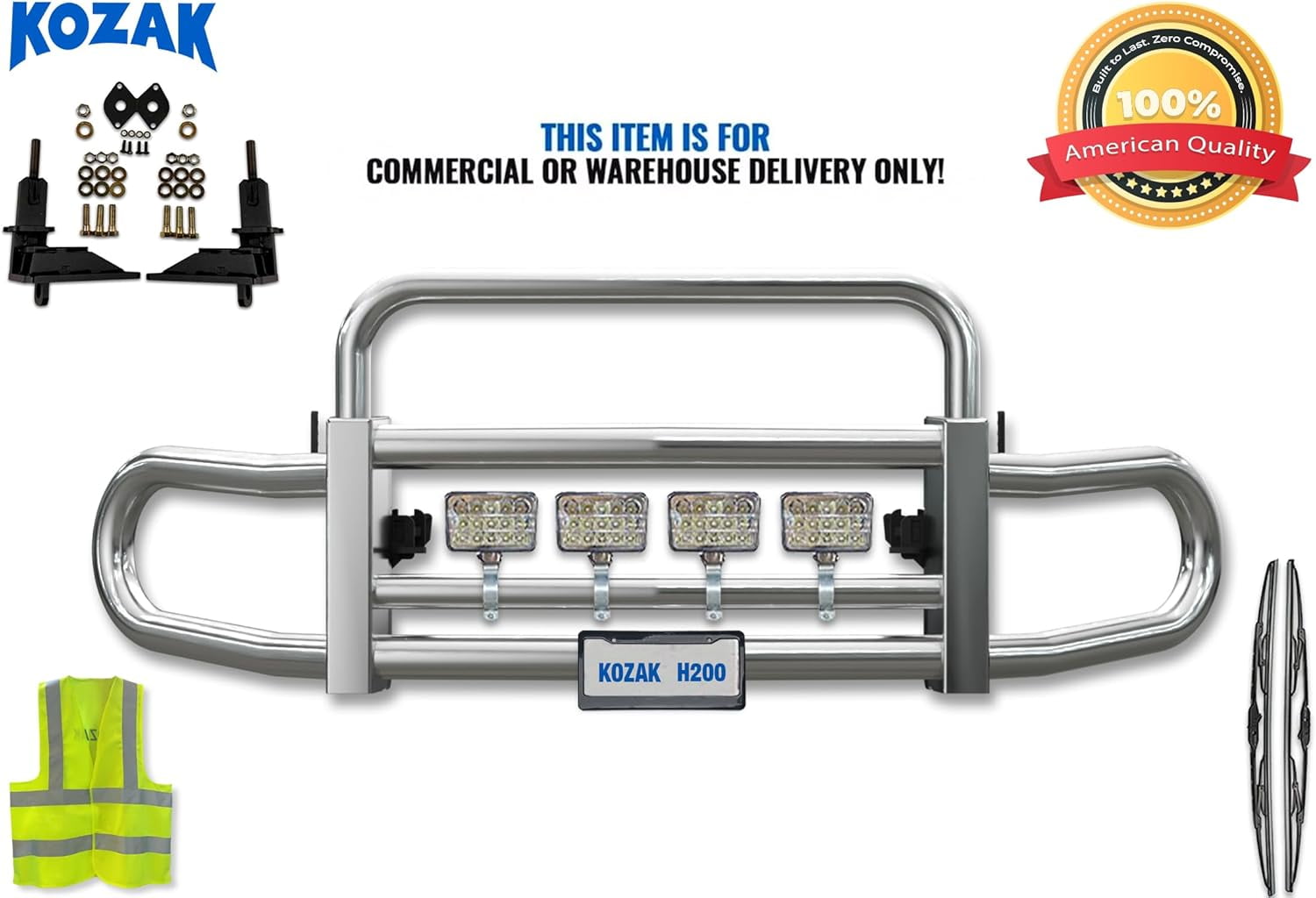 Kozak Front Steel Grille Deer Bumper Guard Herd Series 200 w/Brackets ...