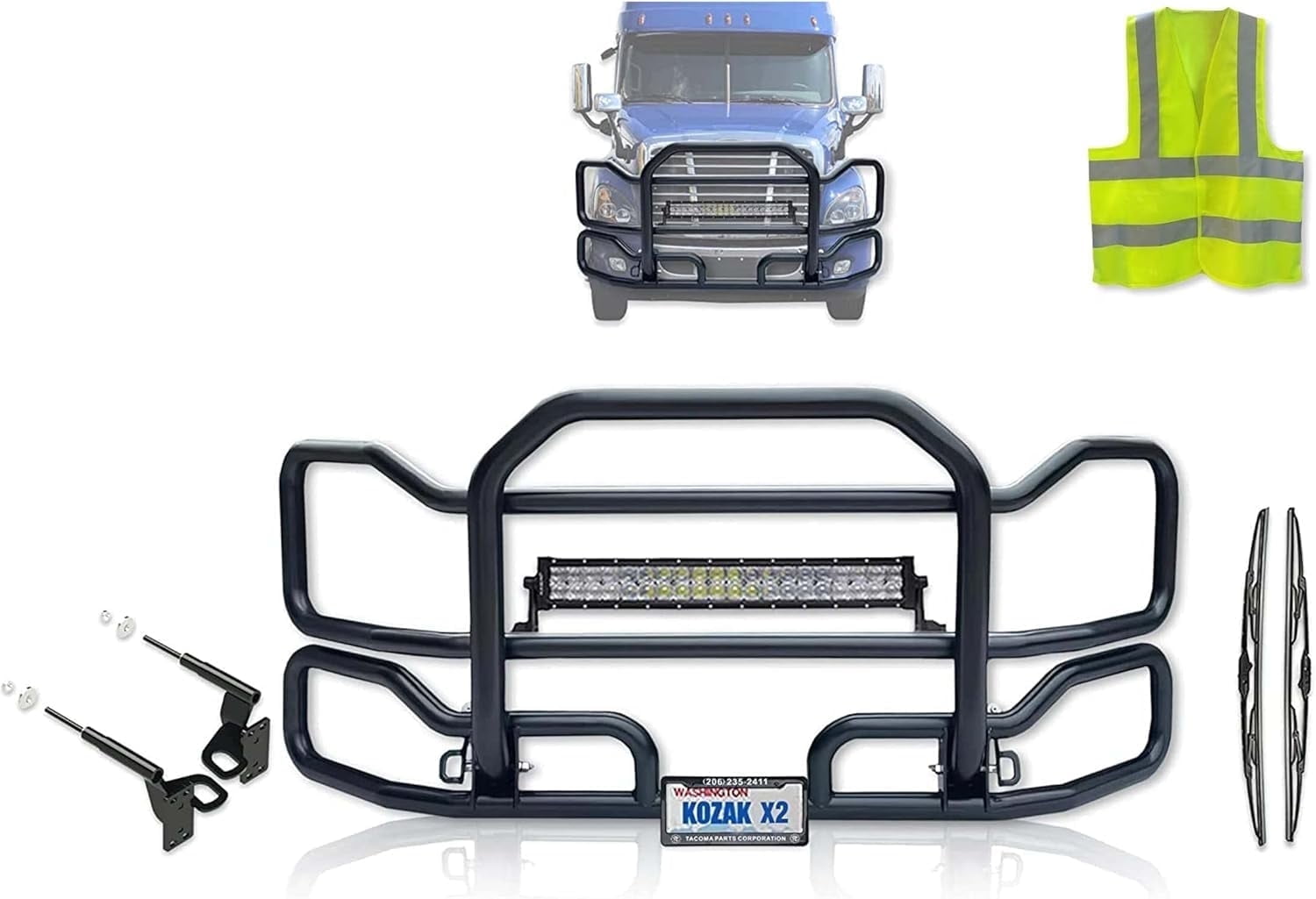 Kozak Grille Deer Moose Brush Bumper Guard for Freightliner Cascadia ...