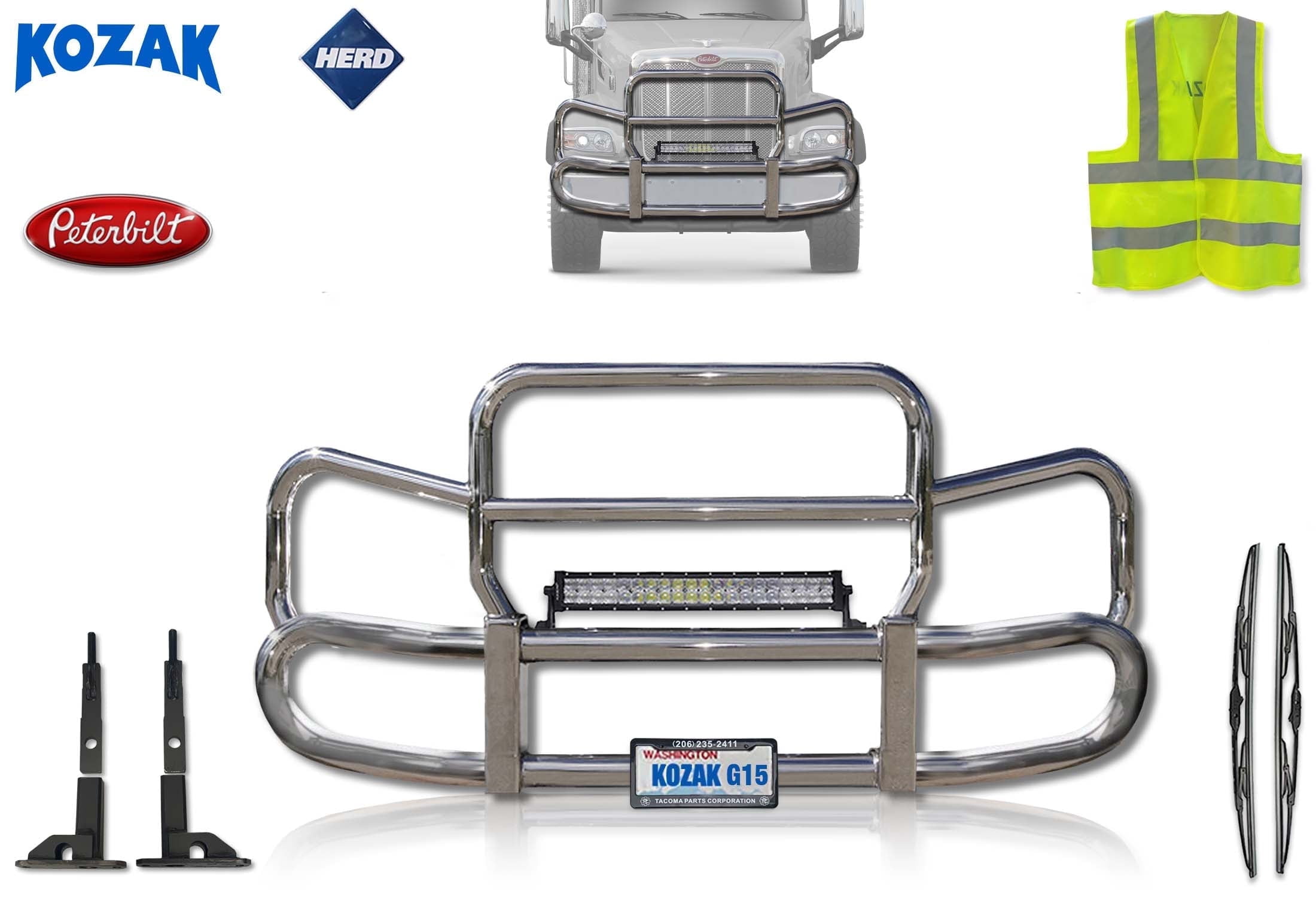 Kozak HERD 300 Peterbilt 567 SBA 2008-2017 Grille Deer Moose Brush ...