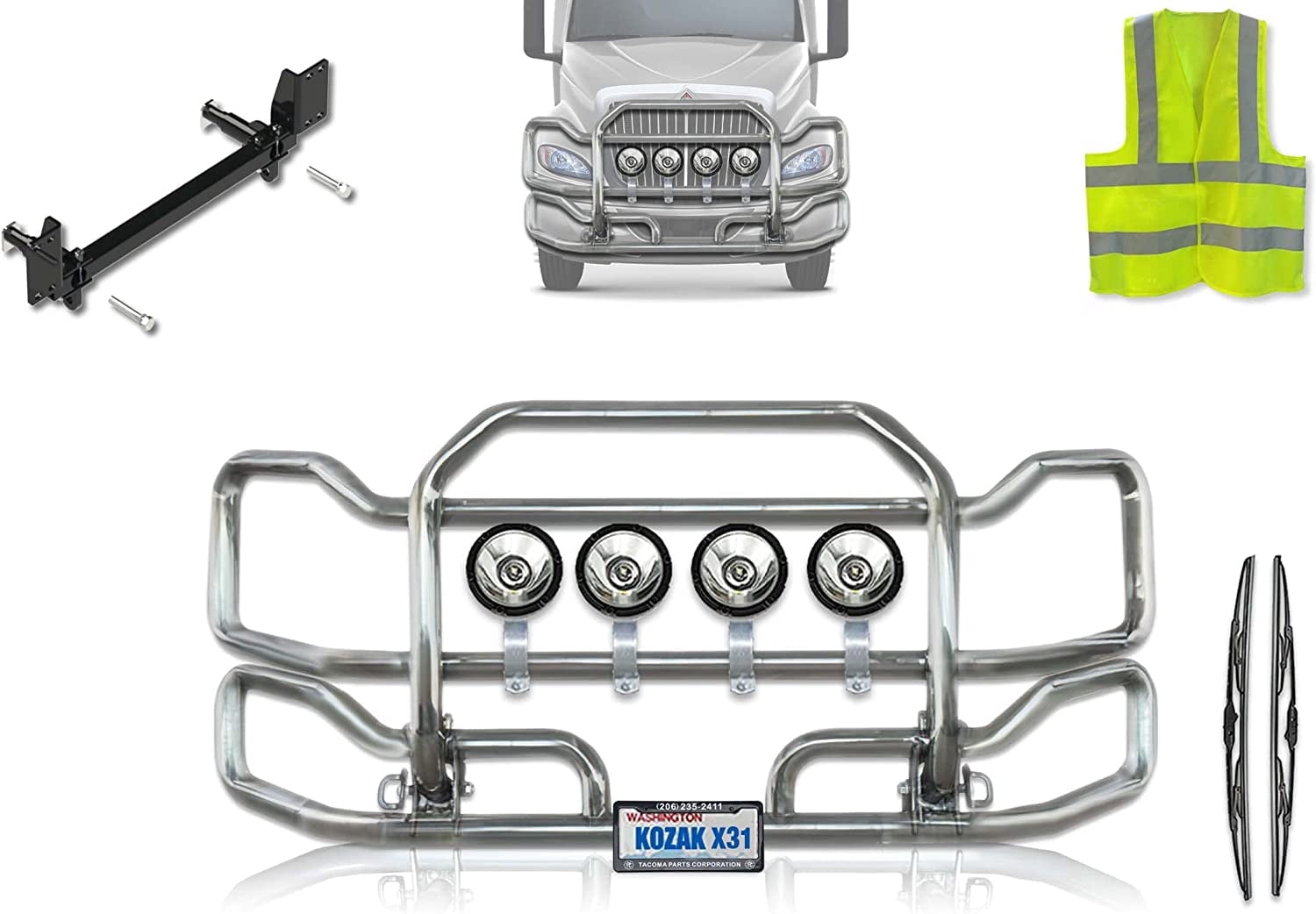 Kozak International RH (Plastic Bumper) Front Grille Deer Bumper Guard ...