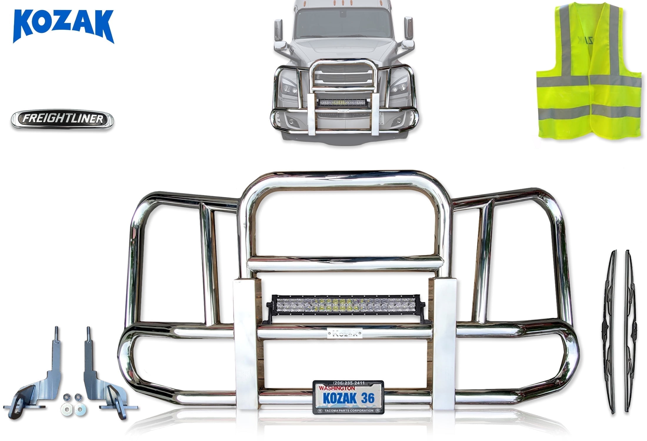 Kozak KOZAK-006 Automotive Brush & Grille Guard with Semi, L Size for ...