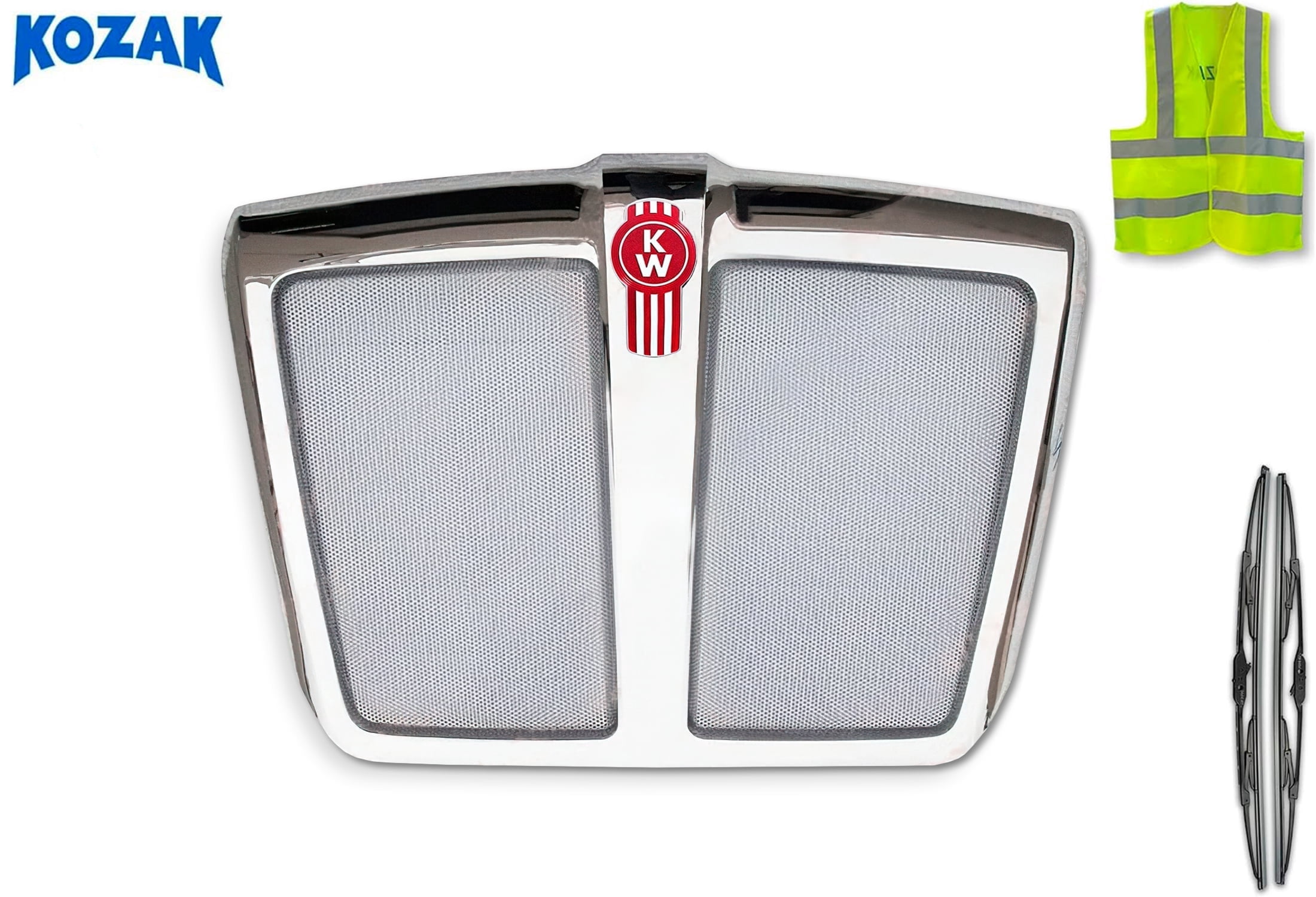 Kozak Kenworth T680 Steel Chrome Grille Frame with Bug Screen - Walmart.com