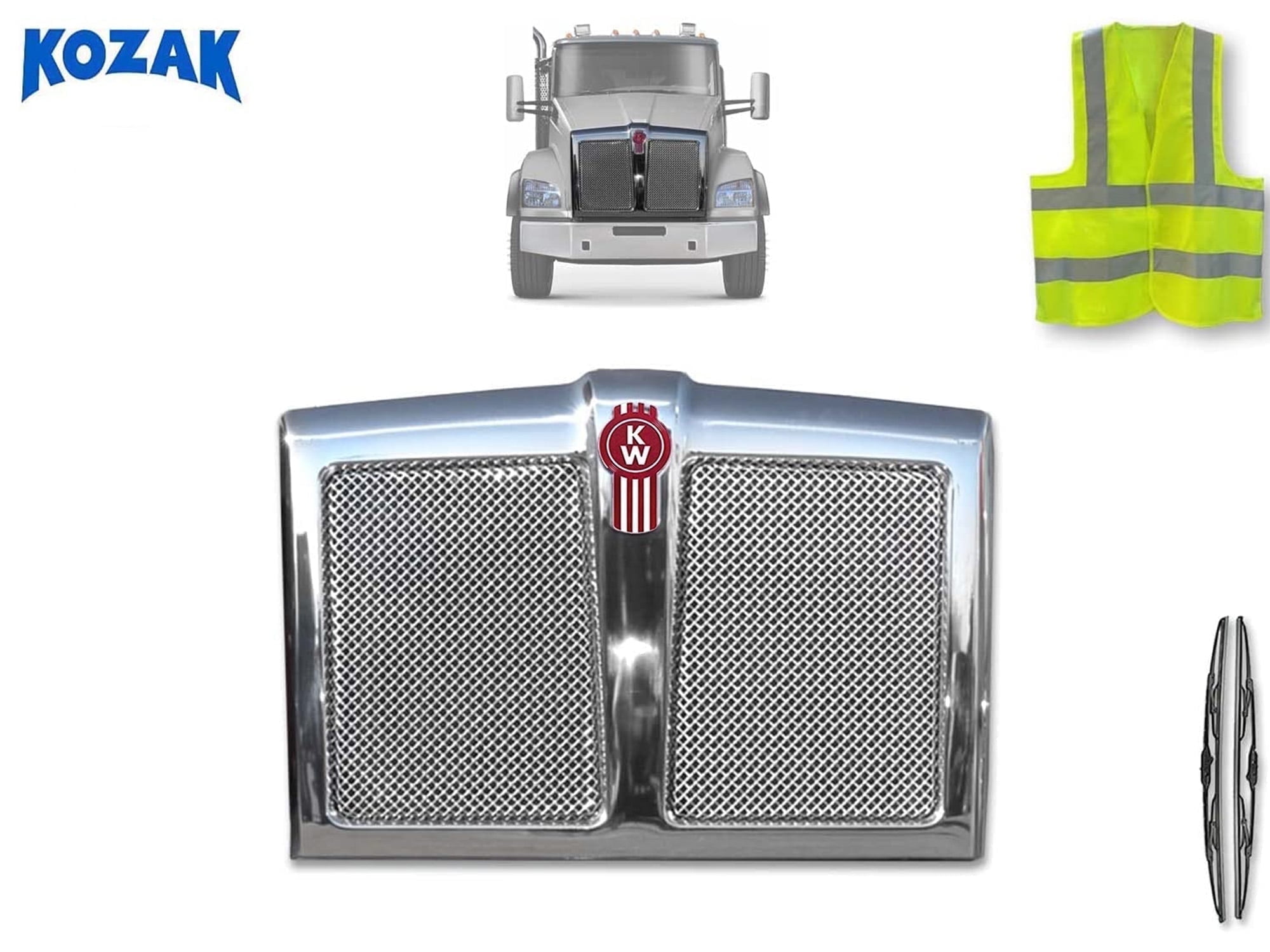 KOZAK Durable Chrome Grille Frame with Bug Mesh for Kenworth T880 ...