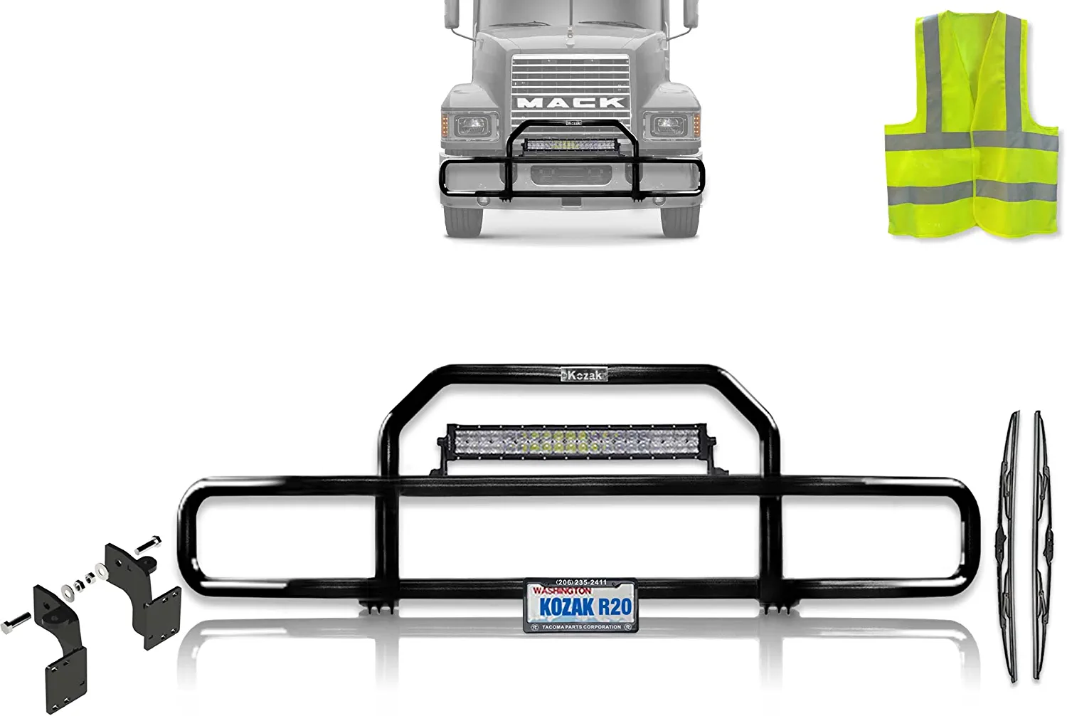 Kozak Mack CH Set-Back Front Grille Brush Bumper Guard Black 1 Pack ...