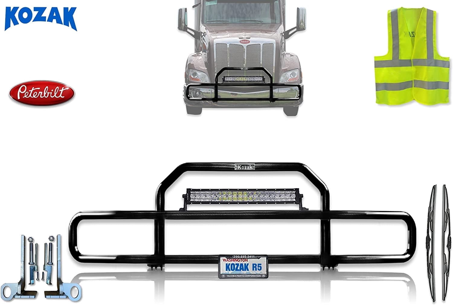 Kozak Peterbilt 579 2013-2020 Front Grille Deer Moose Brush Bumper ...