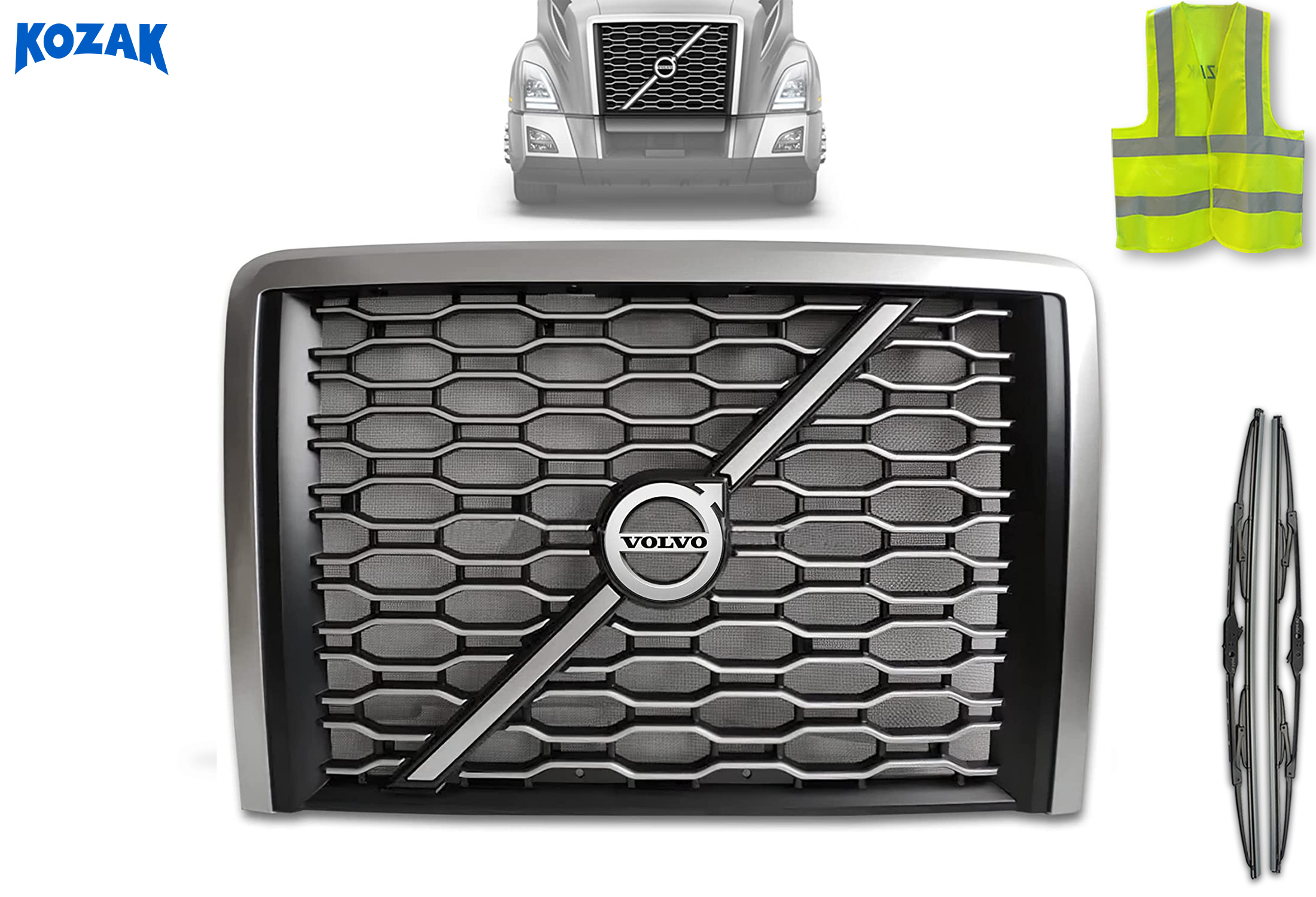 Kozak Replacement Steel Plastic Chrome Grille with Bug Screen and Logo ...