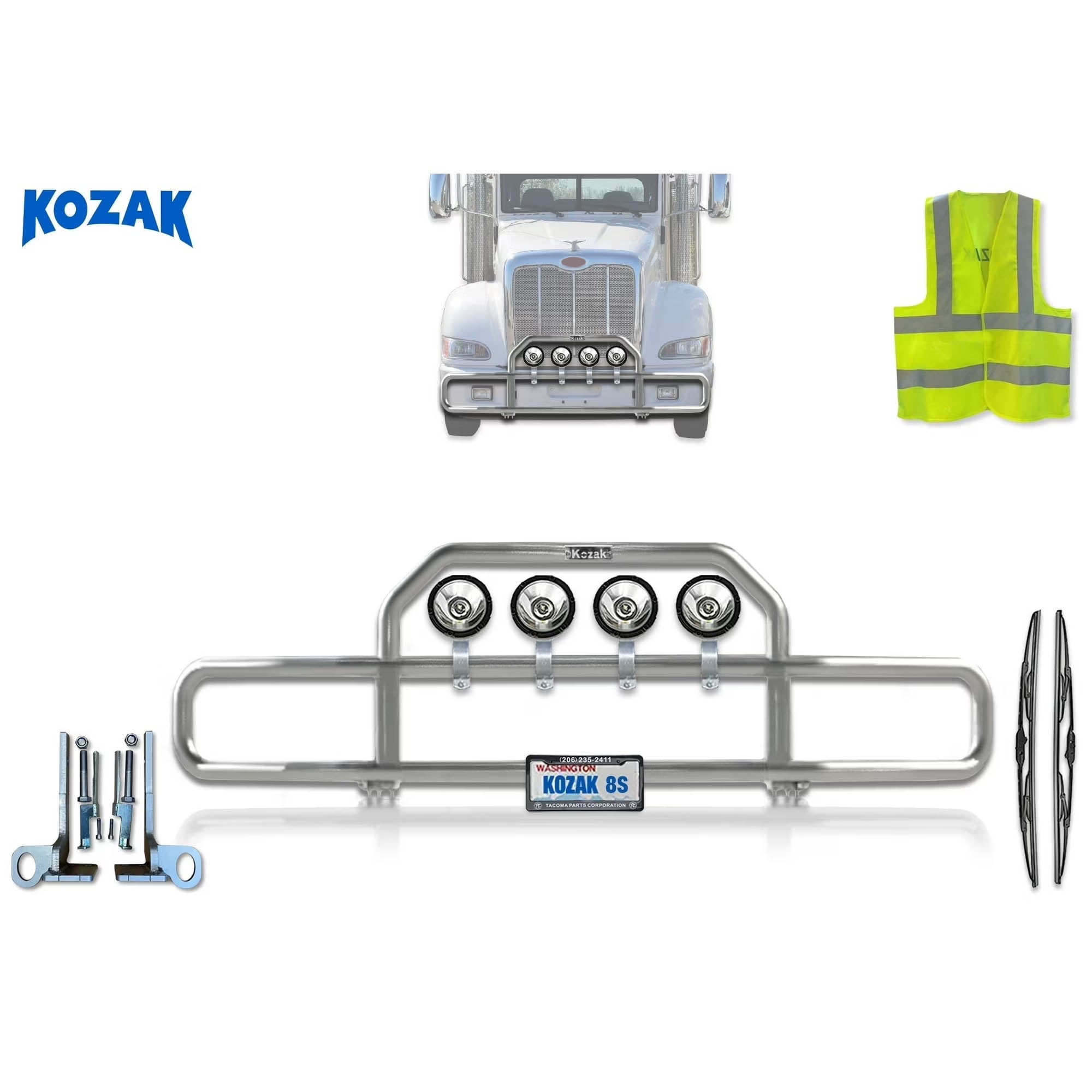 Kozak Semi Truck Compatible with Peterbilt 386 Front Grille Deer Moose ...